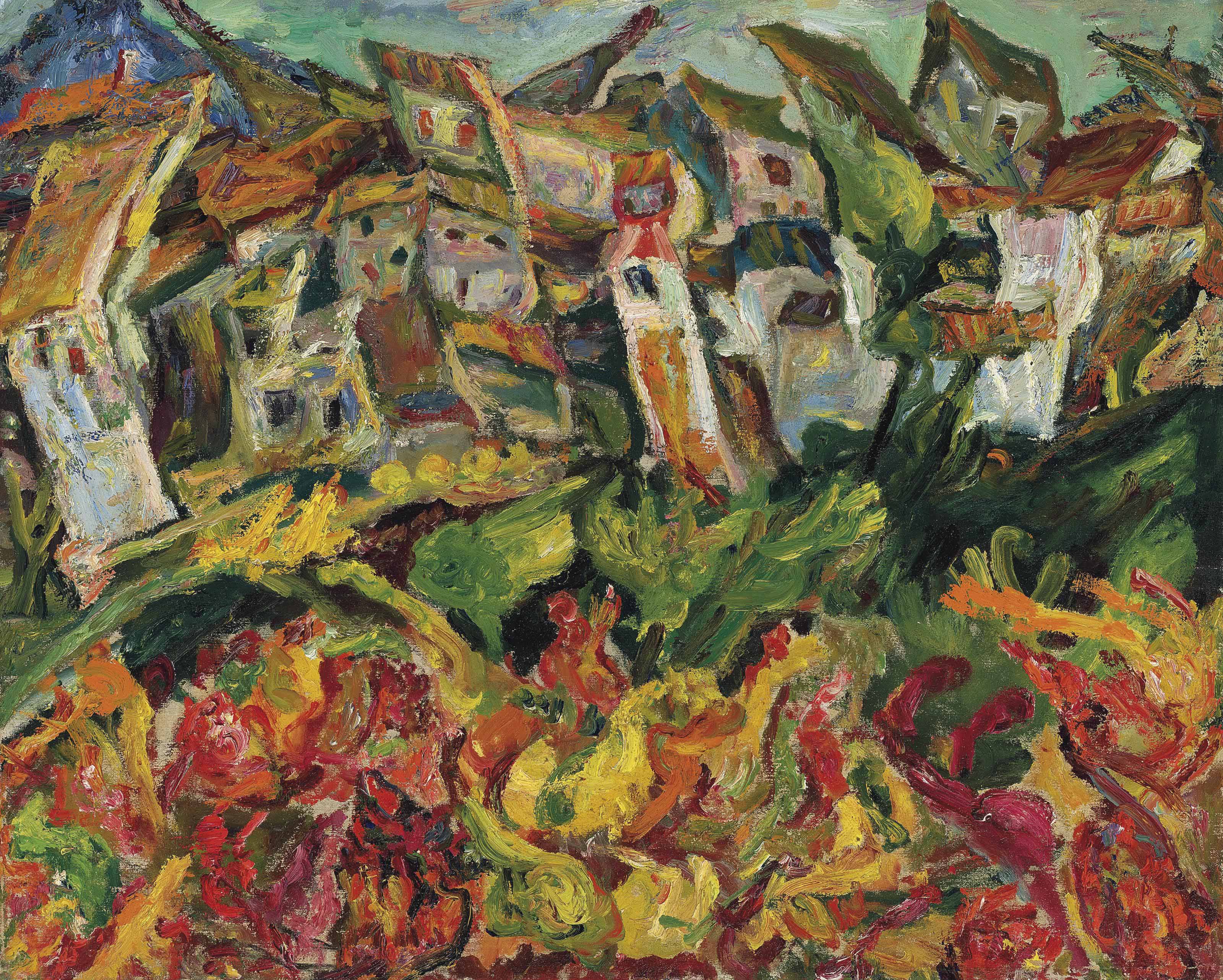 Chaïm Soutine (1893-1943) , Maisons aux toits pointus | Christie's