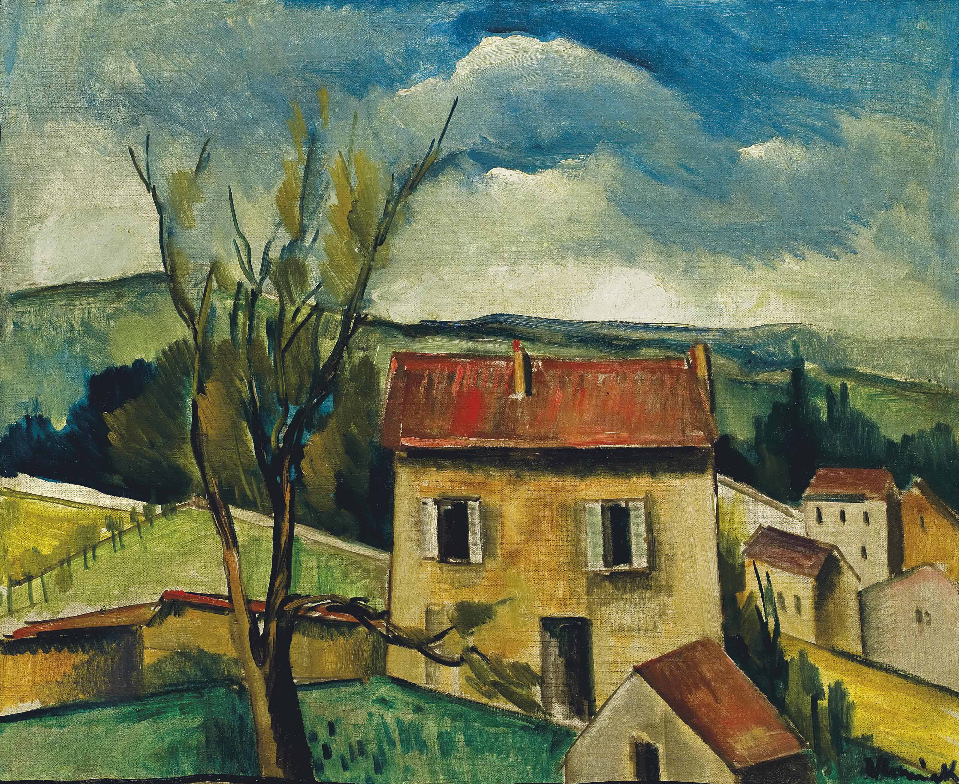 Maurice de Vlaminck (1876-1958) , Paysage aux toits rouges | Christie's