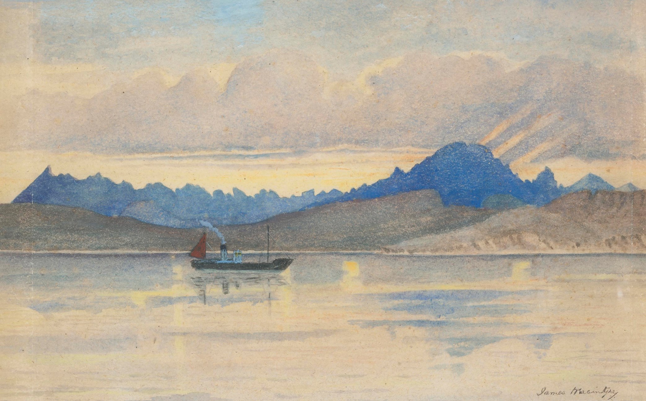 James Macintyre (c.1938) , Sunset, the Coolins from Ord, Skye | Christie's