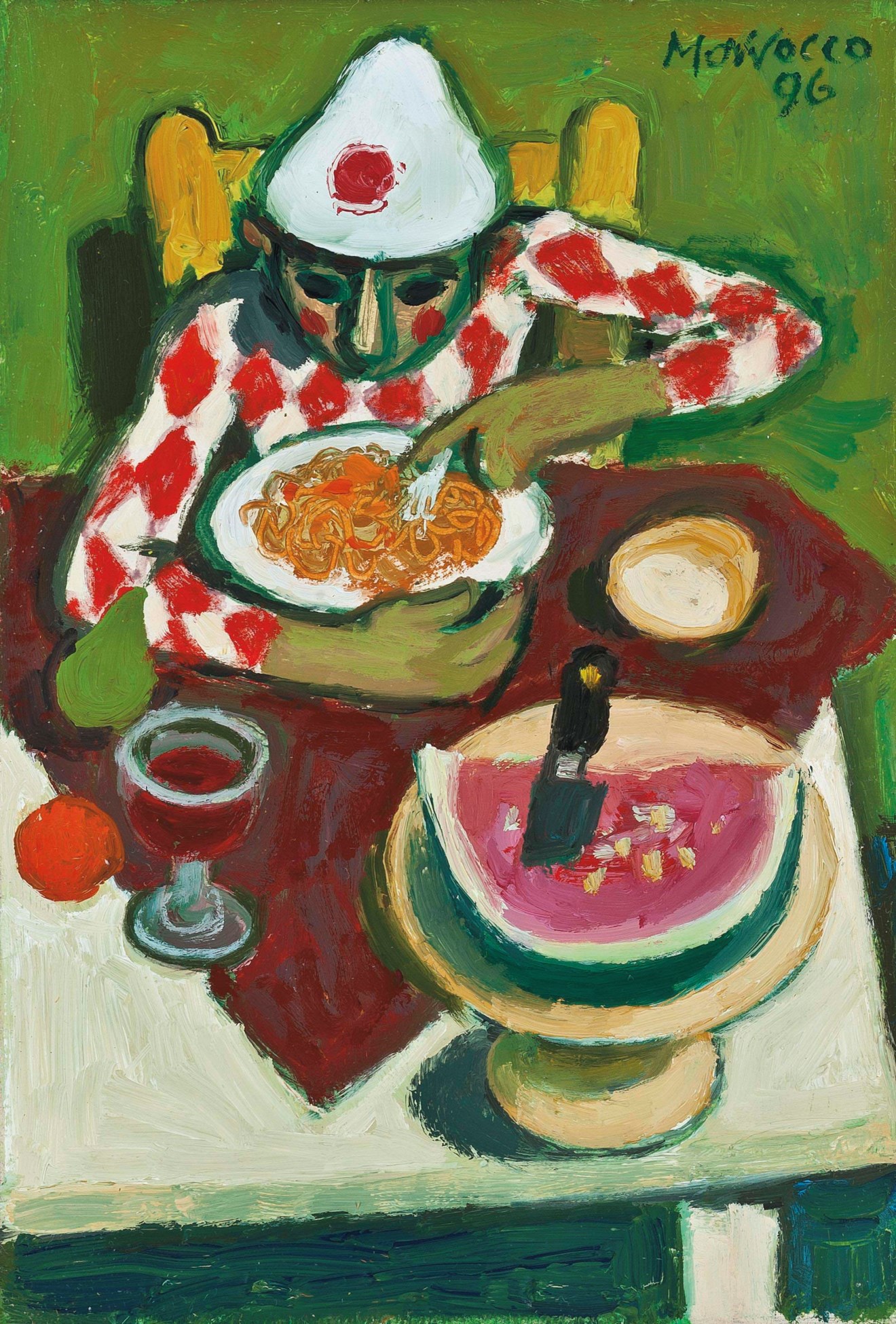 Alberto Morrocco, R.S.A., R.S.W. (1917-1998) , Clown Eating Spaghetti ...