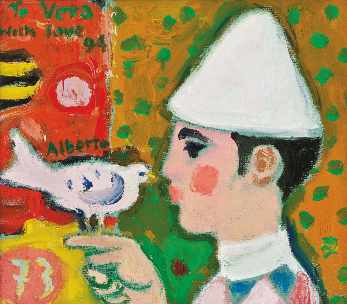 Alberto Morrocco, R.S.A., R.S.W. (1917-1998) , Clown with Pigeon ...