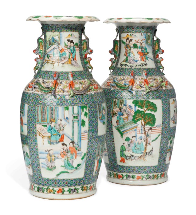 A PAIR OF LARGE CHINESE BALUSTER VASES