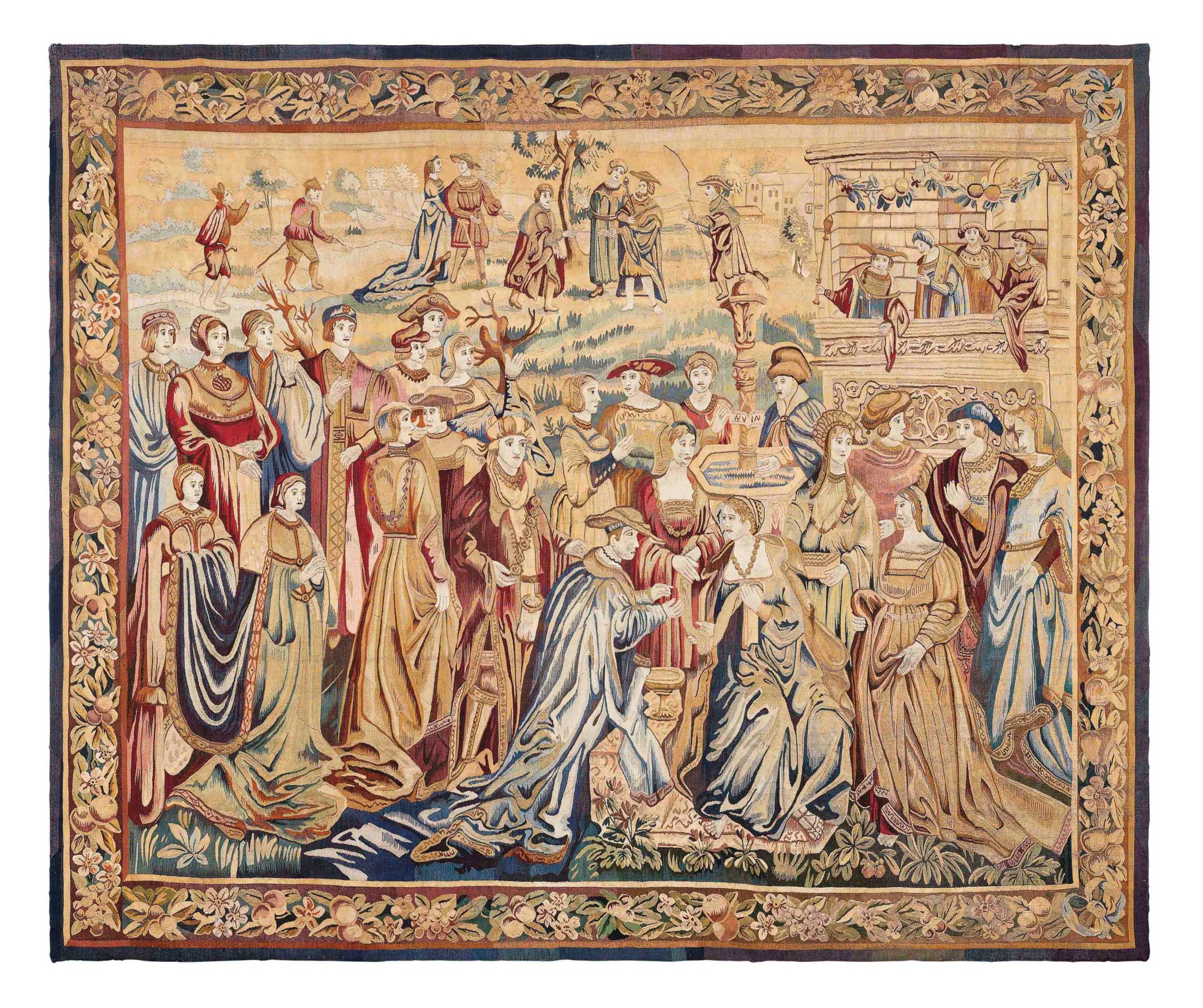 A FLEMISH GOTHIC STYLE SEIGNEURIAL TAPESTRY , LATE 19TH/EARLY 20TH ...