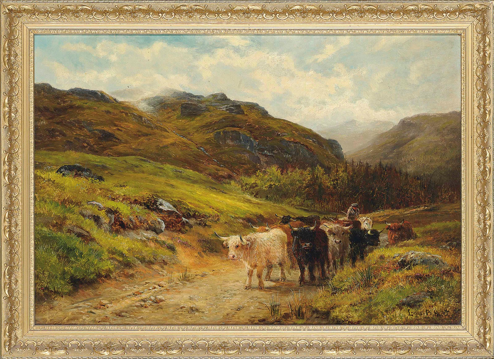 Louis Bosworth Hurt (1856-1929) , Driving Highland cattle | Christie's