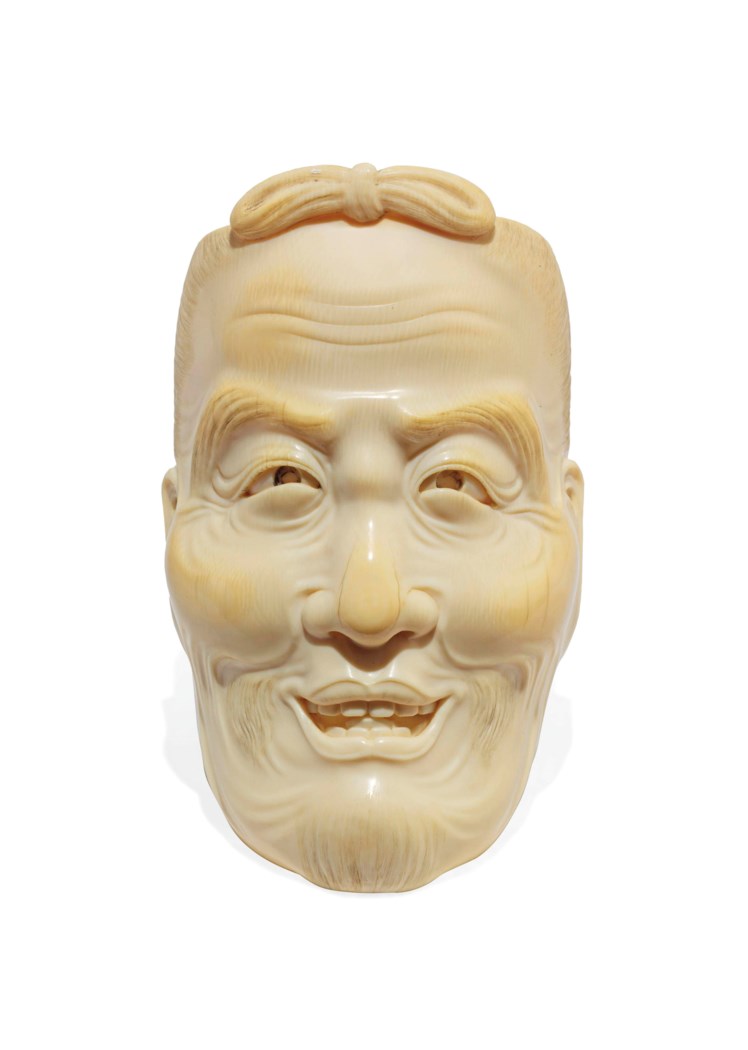 An Ivory Mask , SIGNED MICHITSURA, MEIJI PERIOD (LATE 19TH CENTURY ...