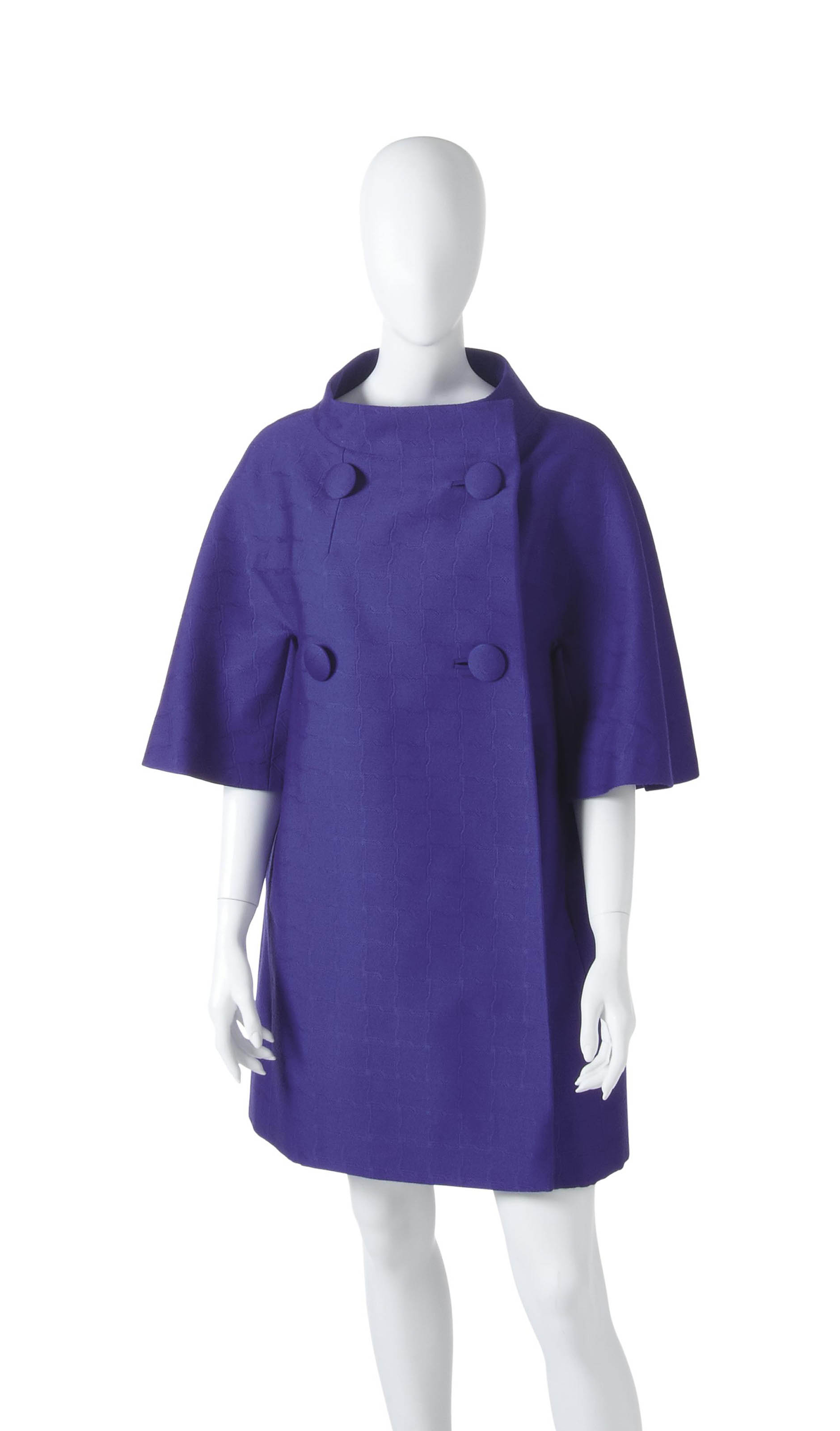 A VIVID PURPLE TEXTURED WOOL COAT