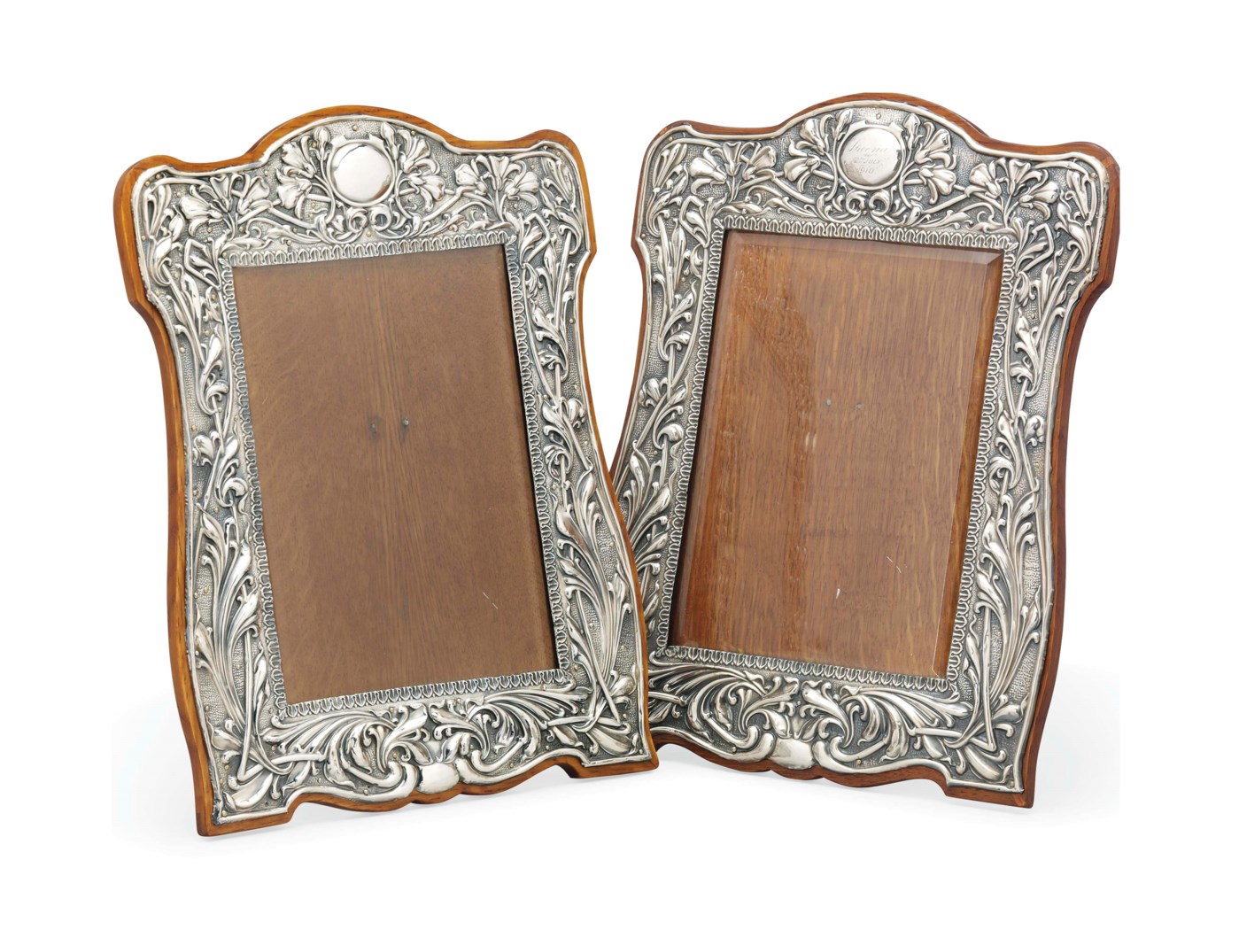 A MATCHED PAIR OF EDWARDIAN SILVER PHOTOGRAPH FRAMES , MARK OF WILLIAM ...