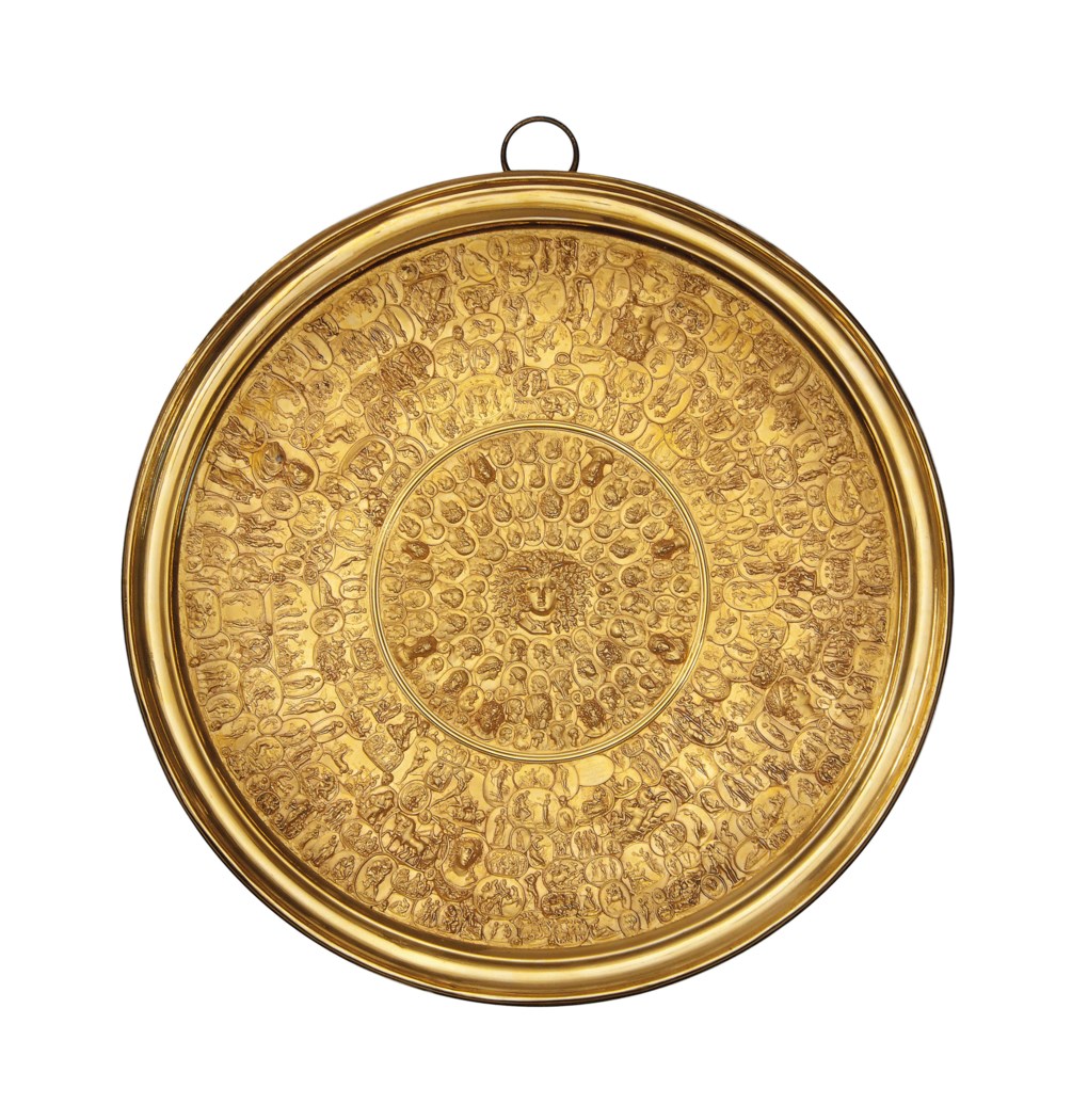 A GILT-COPPER ELECTROTYPE ROUNDEL OF CLASSICAL INTAGLIO SEALS