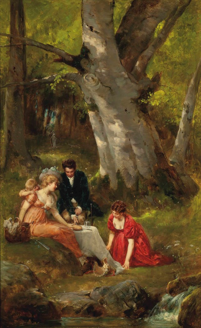 Georg Papperitz (GERMAN, 1846-1918) , A picnic in the forest | Christie's