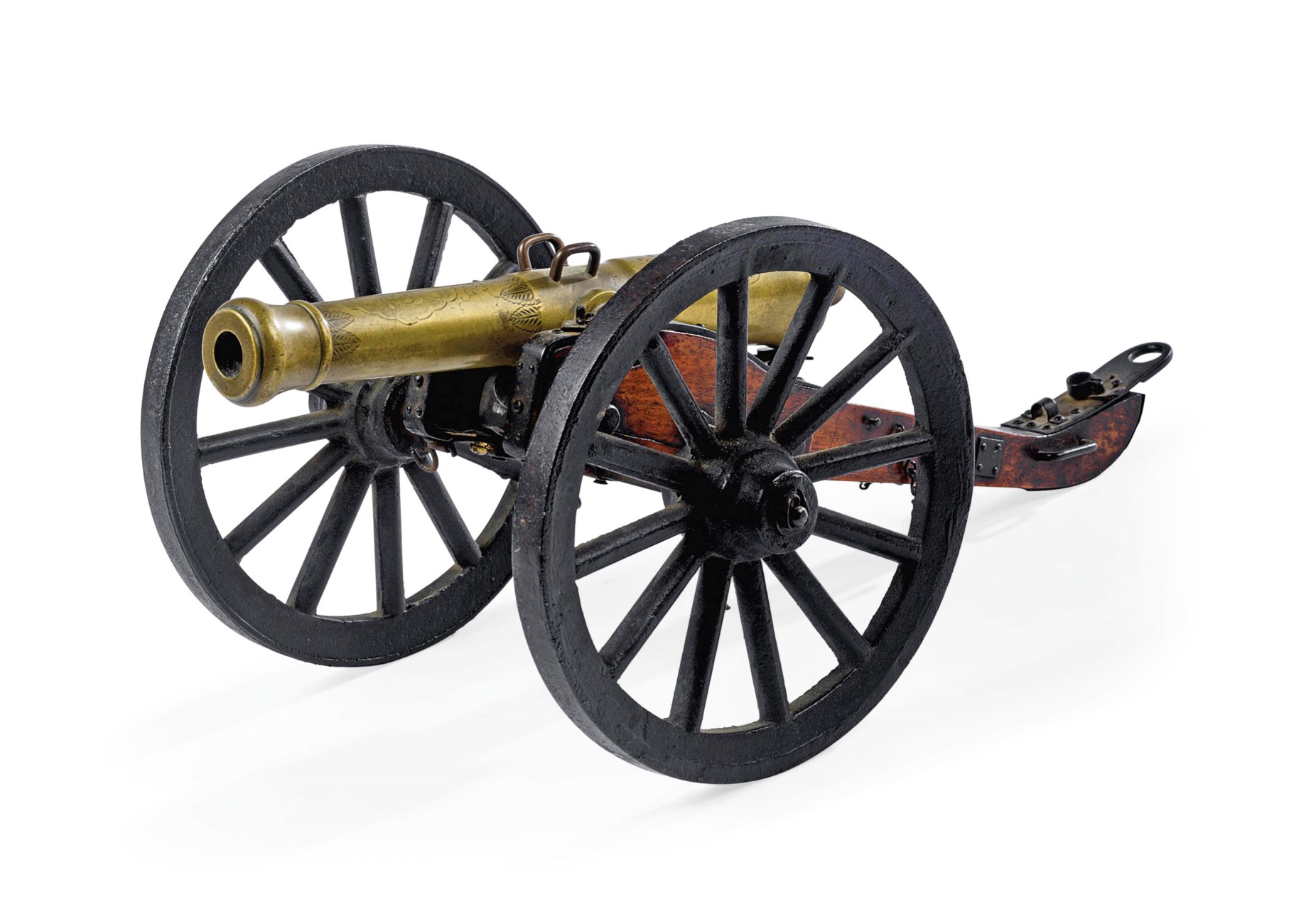 A BRASS AND WALNUT TABLE CANNON , 19TH CENTURY | Christie's