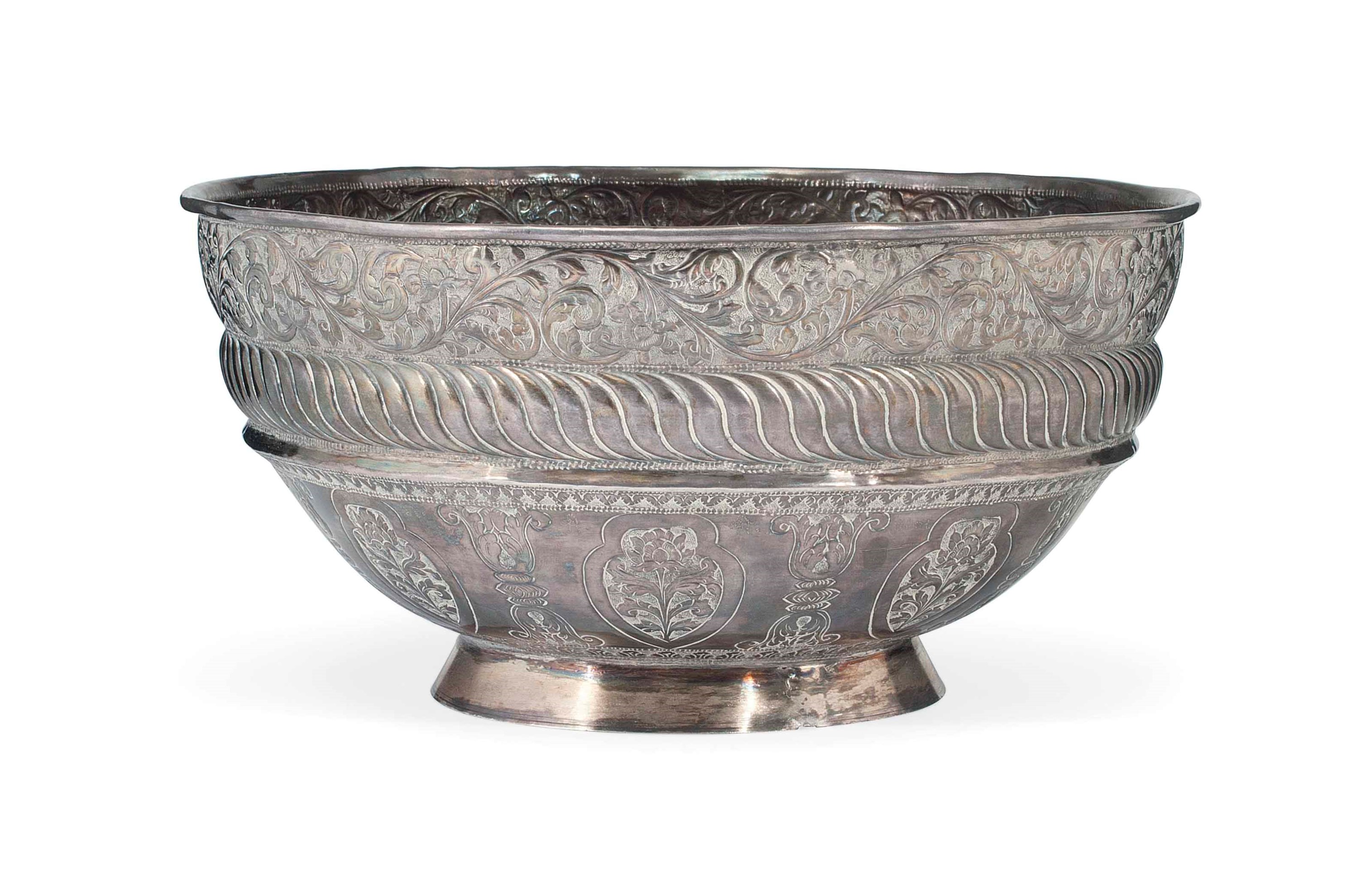 A LARGE SILVER-REPOUSSÉ BOWL , PROBABLY KUTCH, WESTERN INDIA, 19TH ...
