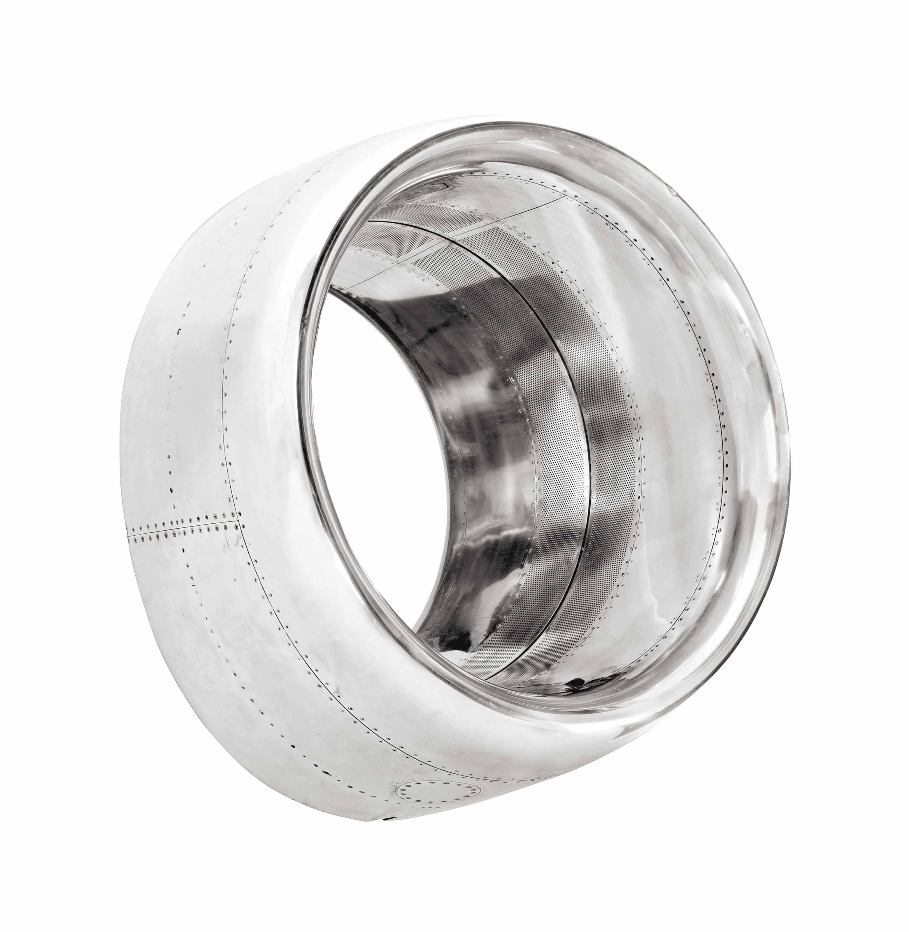 AN ALUMINIUM JET ENGINE COWLING ADAPTED AS A MIRROR , ADAPTED FROM A ...