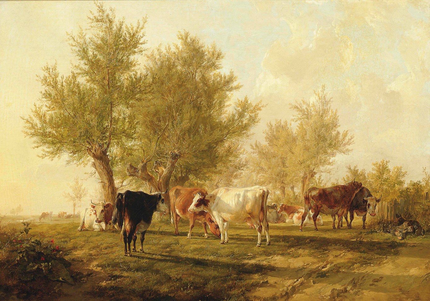 Thomas Sidney Cooper, R.A. (1803-1902) , A Summer Evening, cattle under ...