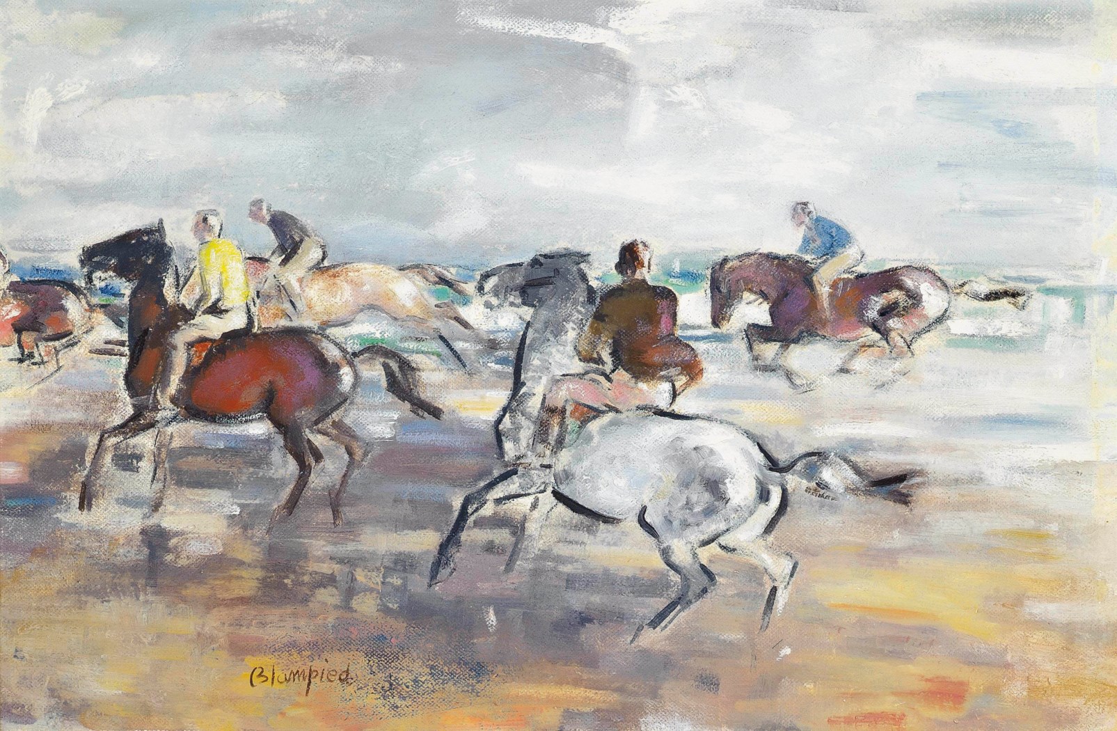Edmund Blampied (1886-1966) , A race across the sands, Jersey | Christie's