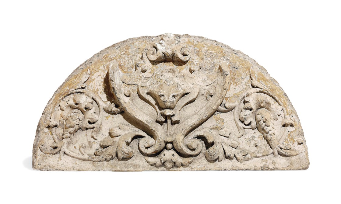 A COMPOSITION DEMI-LUNE ARCHITECTURAL RELIEF OVERDOOR PANEL , 19TH ...