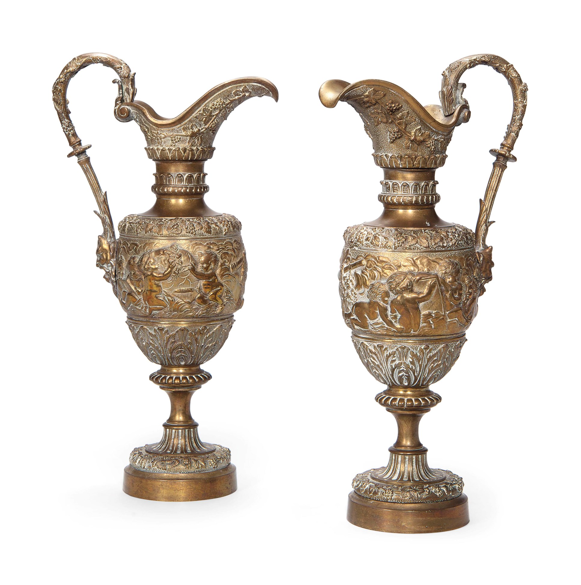A PAIR OF FRENCH BRONZE EWERS
