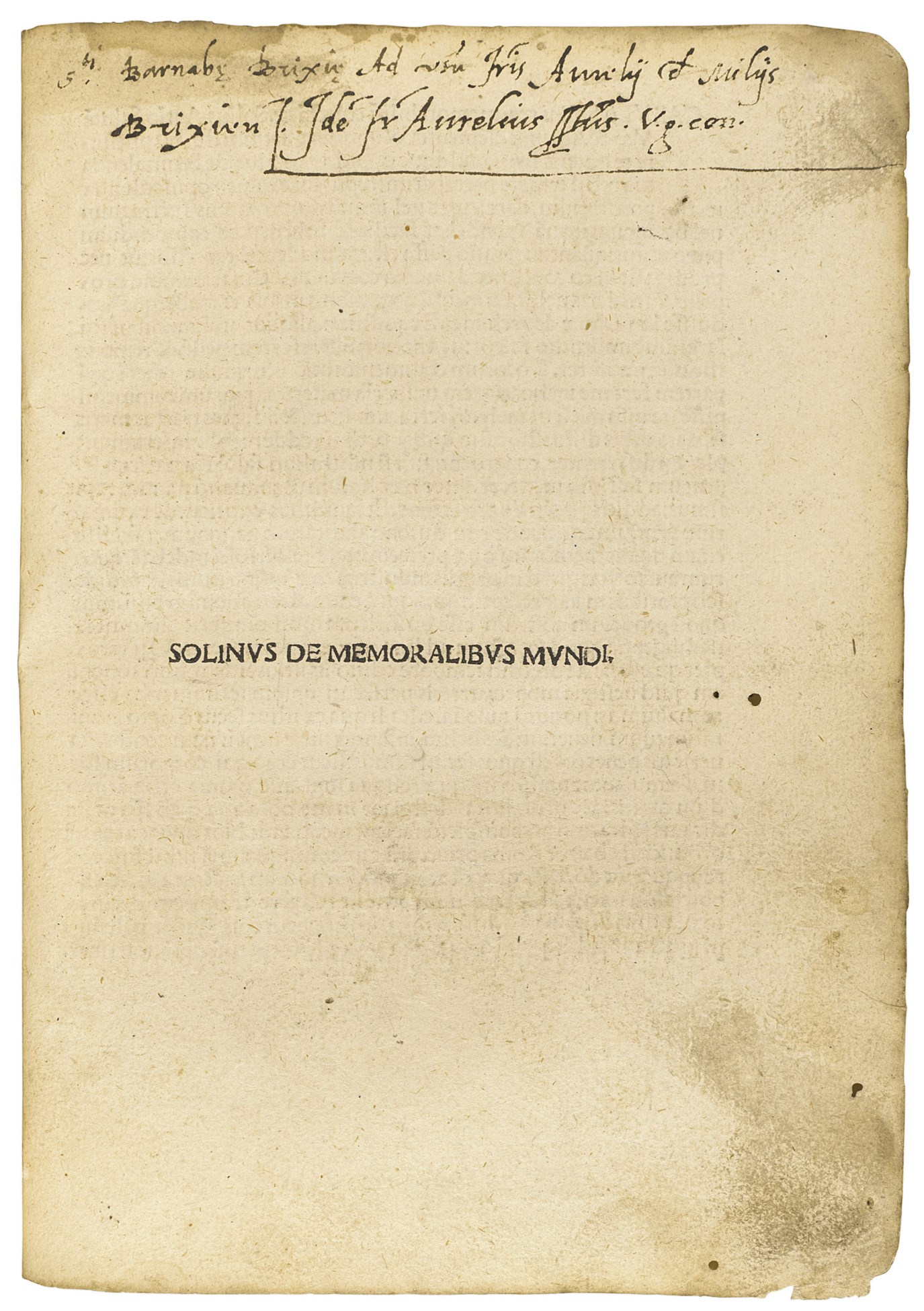 SOLINUS, Gaius Julius (fl. 3rd century). Polyhistor, sive De mirabilus ...