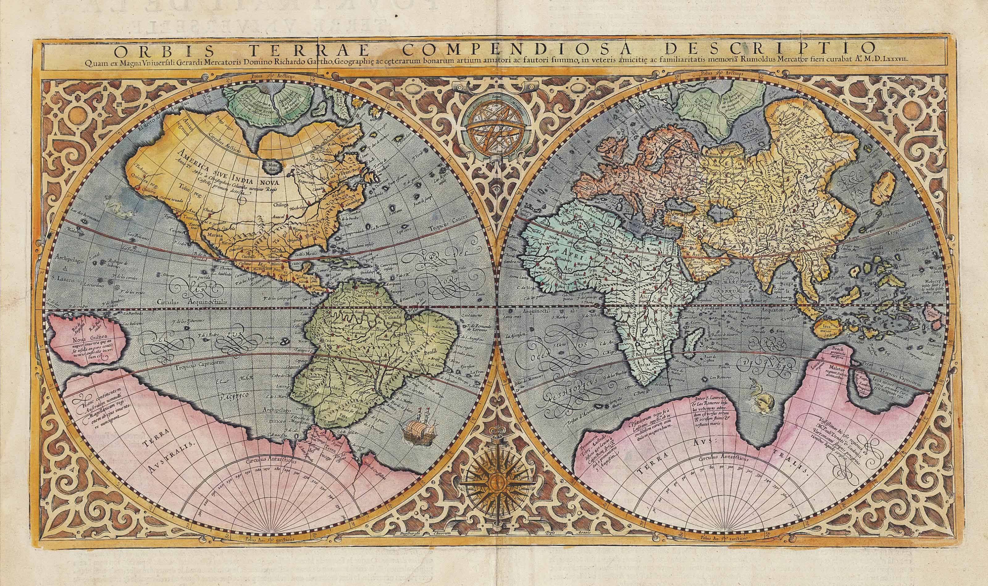 MERCATOR, Rumold (c.1546/48-1599). Orbis terrae compendiosa descriptio ...