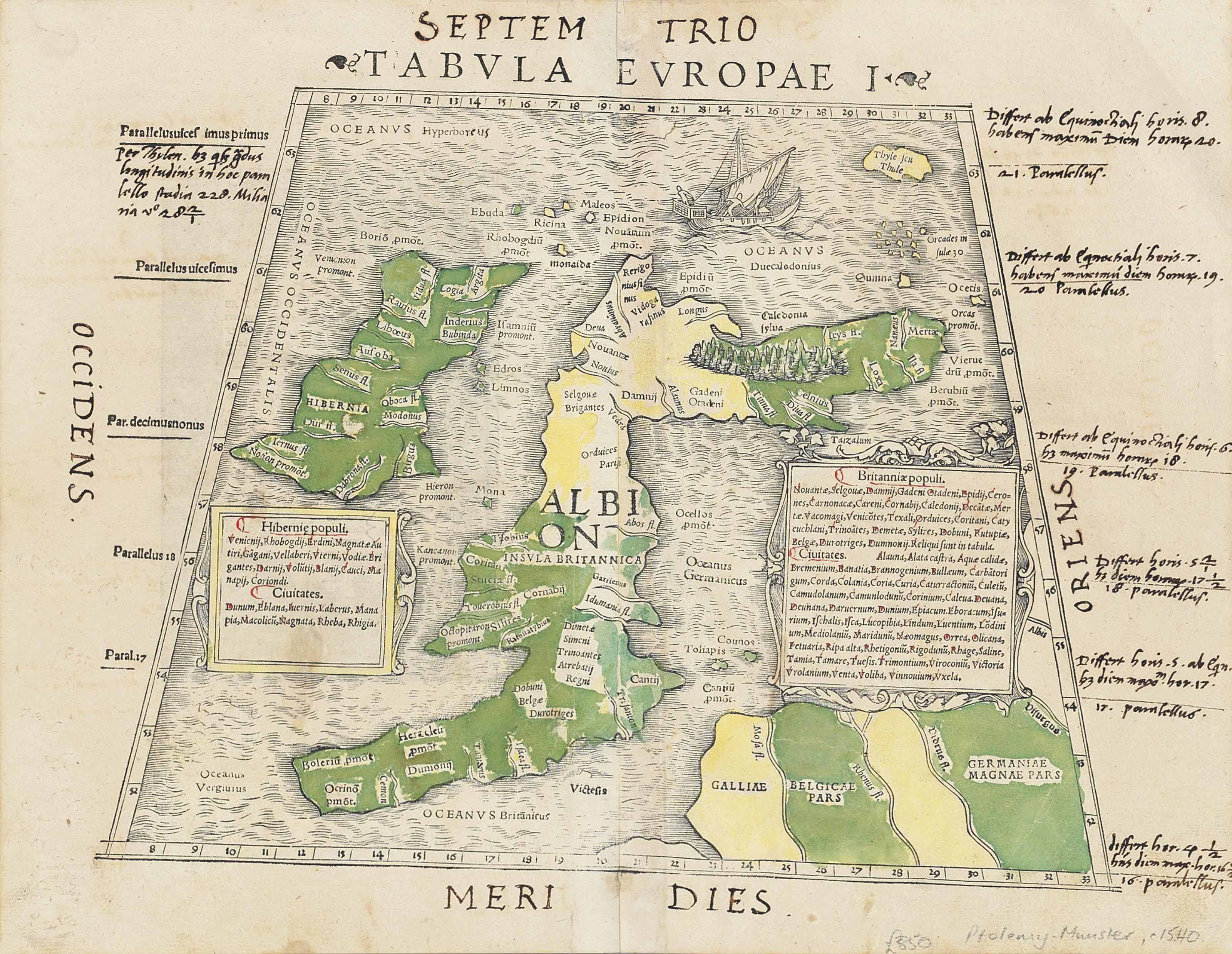 PTOLEMAEUS, Claudius -- MÜNSTER, Sebastian (1489-1552). Tabula Europae ...