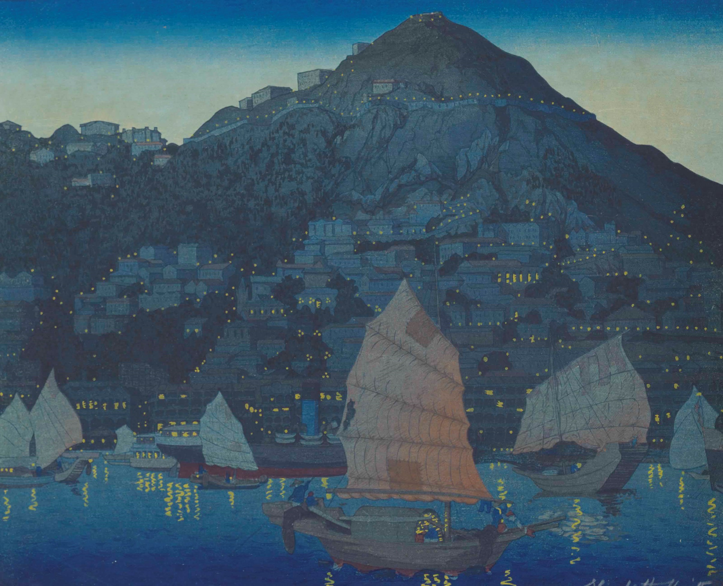 Elizabeth Keith (1887-1956) , Hong Kong Harbour at night; and East Gate ...