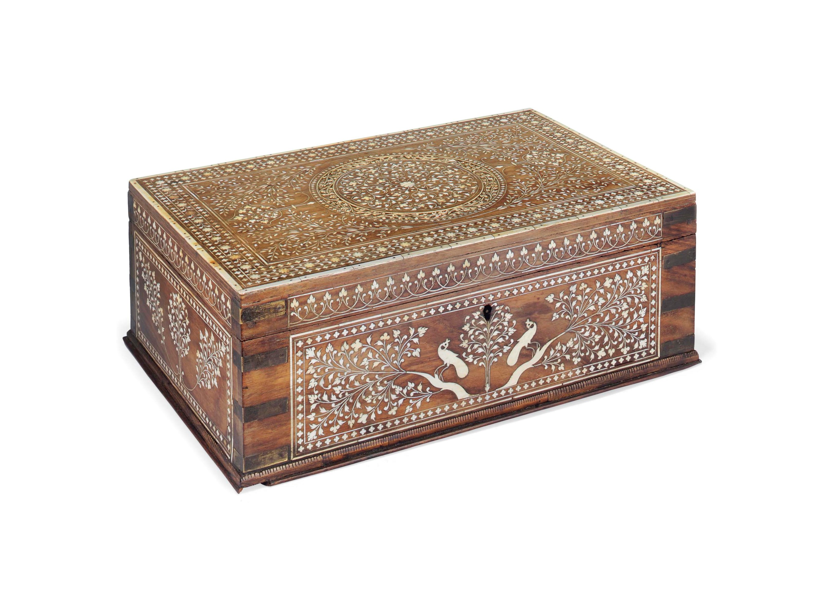 AN ANGLO-INDIAN IVORY-INLAID HARDWOOD BOX , HOSHIARPUR, LATE 19TH ...
