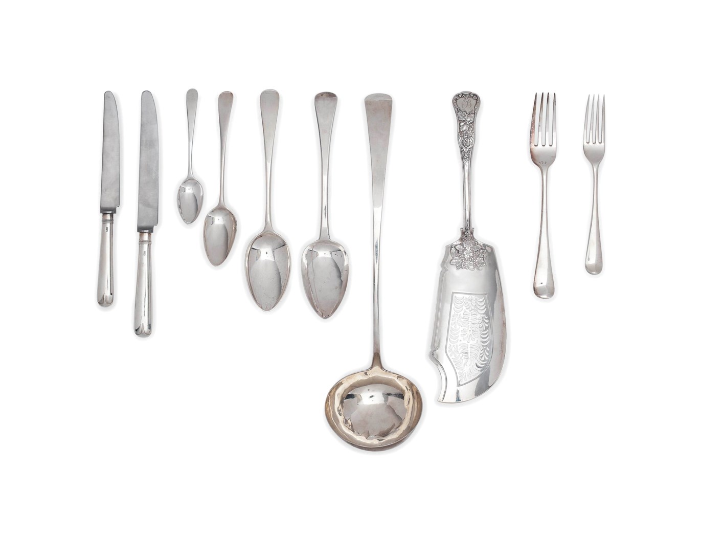 A MATCHED OLD ENGLISH PATTERN SILVER TABLE SERVICE , PREDOMINANTLY WITH ...