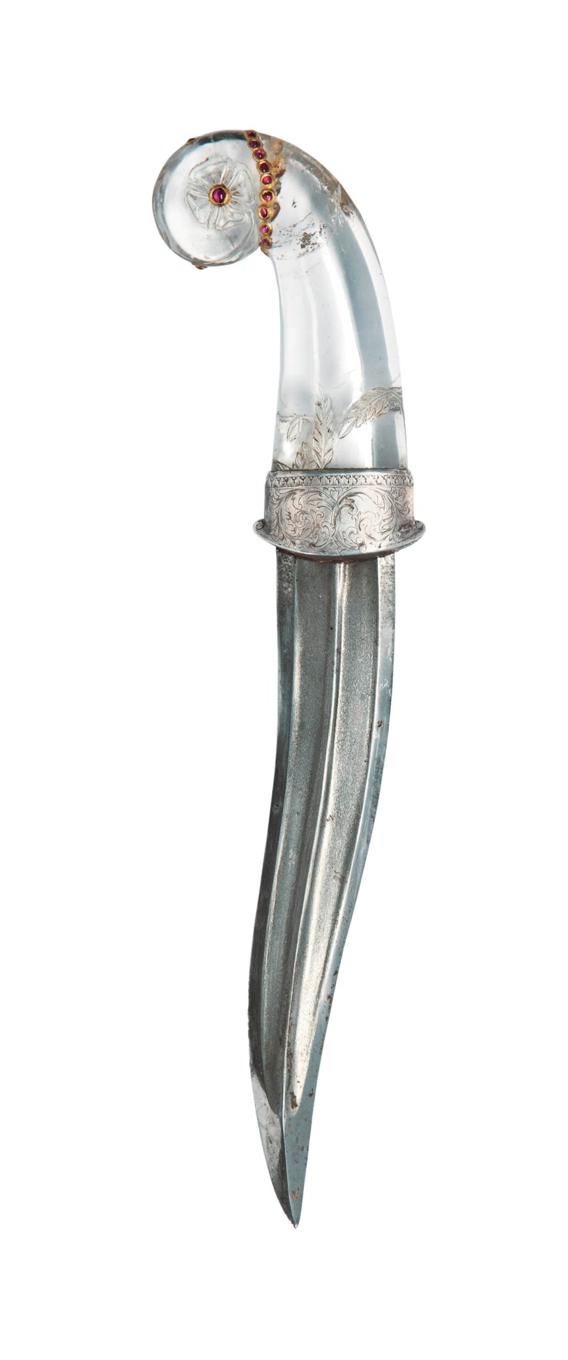 A MUGHAL ROCK-CRYSTAL WATERED-STEEL DAGGER , NORTH INDIA, BLADE 17TH ...