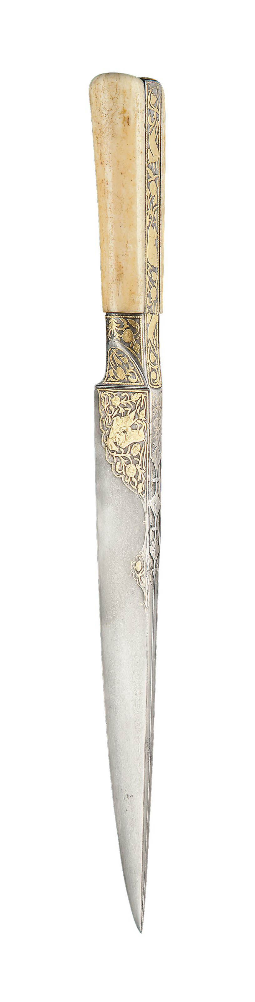 A WALRUS IVORY-HILTED GOLD-DAMASCENED DAGGER (KARD)