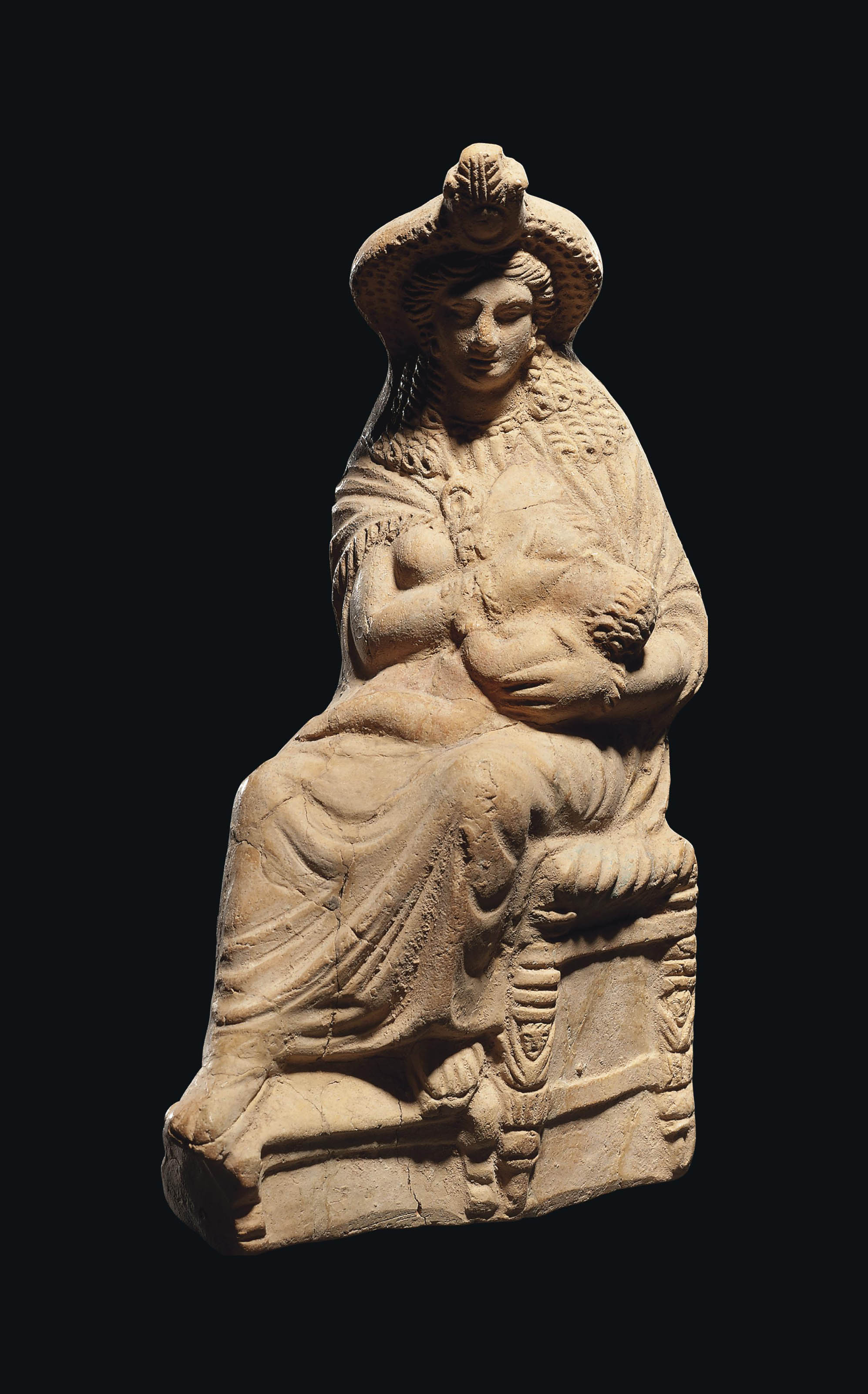 A GRAECO-EGYPTIAN TERRACOTTA ISIS AND HARPOCRATES , CIRCA 2ND-1ST ...