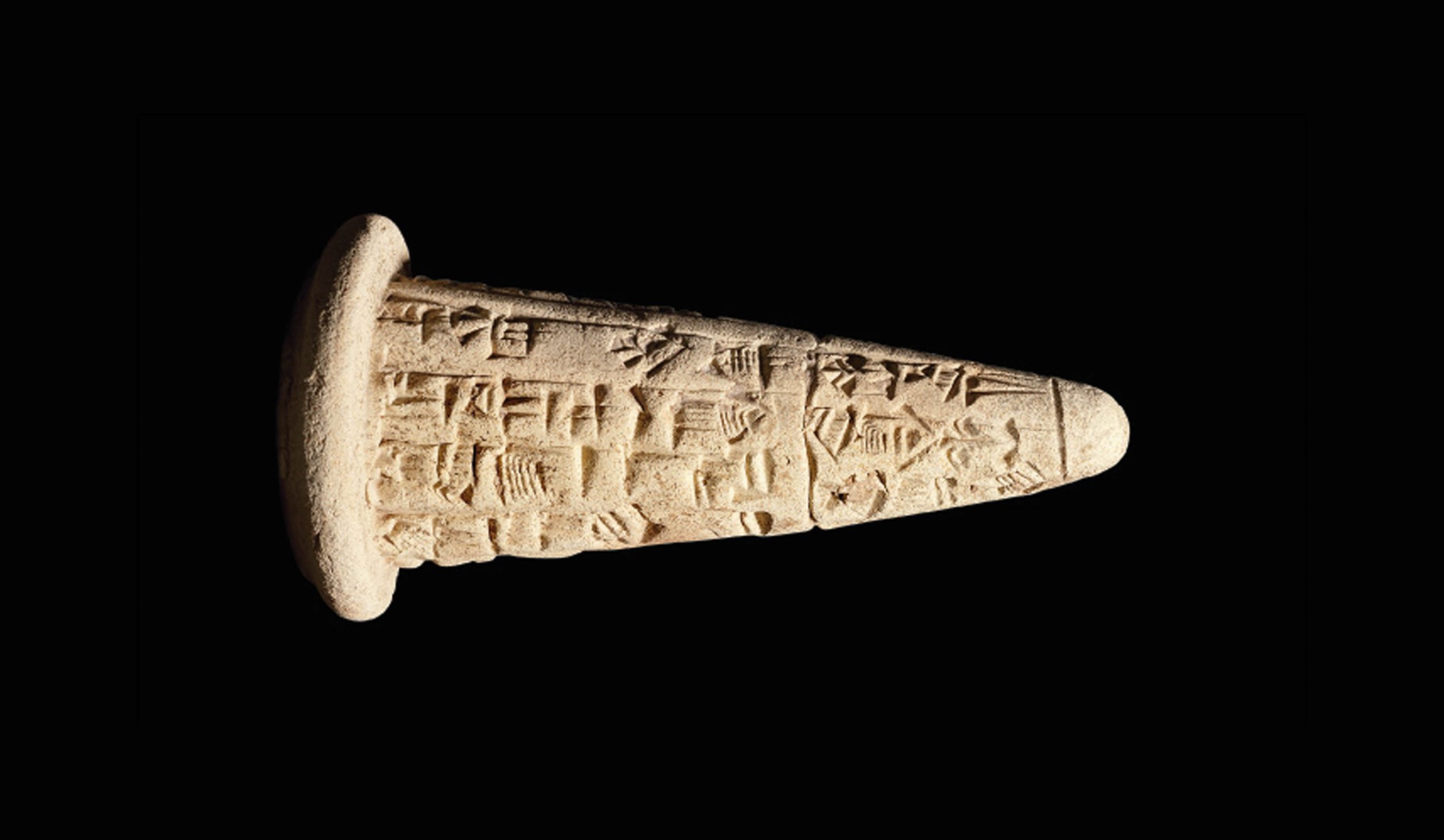 A SUMERIAN TERRACOTTA CUNEIFORM FOUNDATION CONE , SECOND DYNASTY OF ...