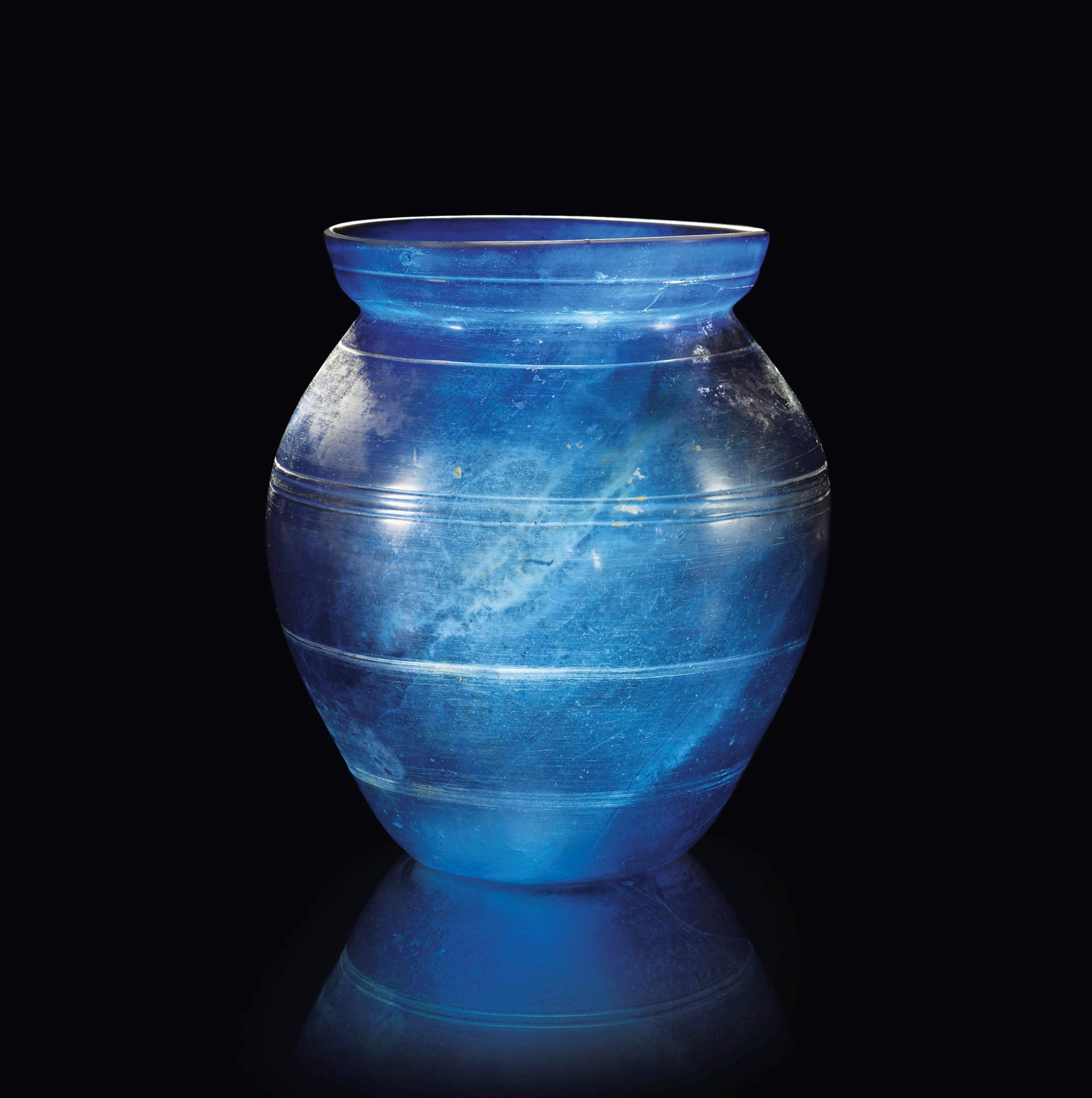 A LARGE ROMAN COBALT BLUE GLASS JAR , CIRCA 1ST-2ND CENTURY A.D ...