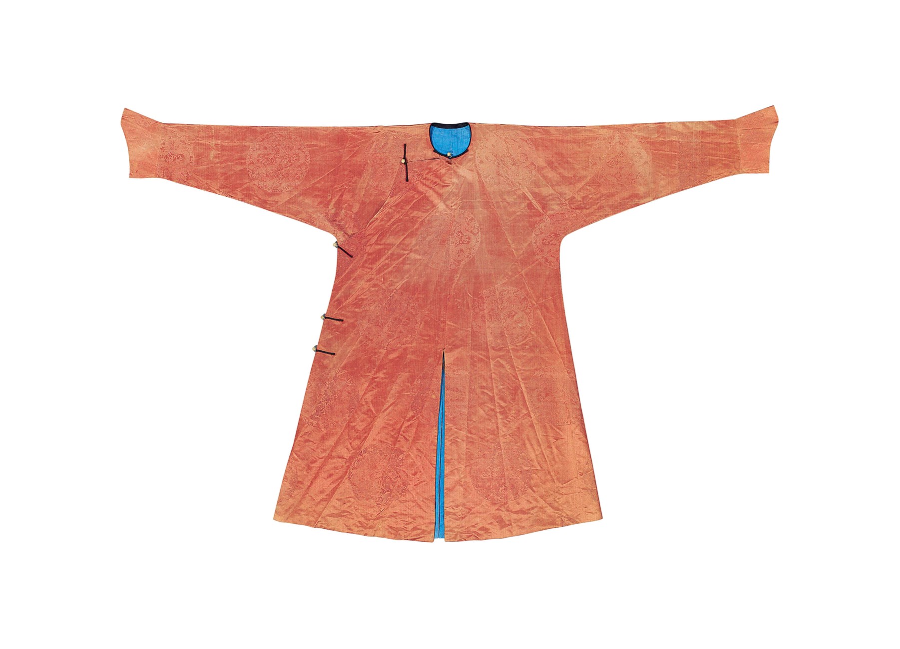A SCHOLAR'S ROBE OF BRONZE SILK DAMASK , QING DYNASTY (1644-1911), LATE ...
