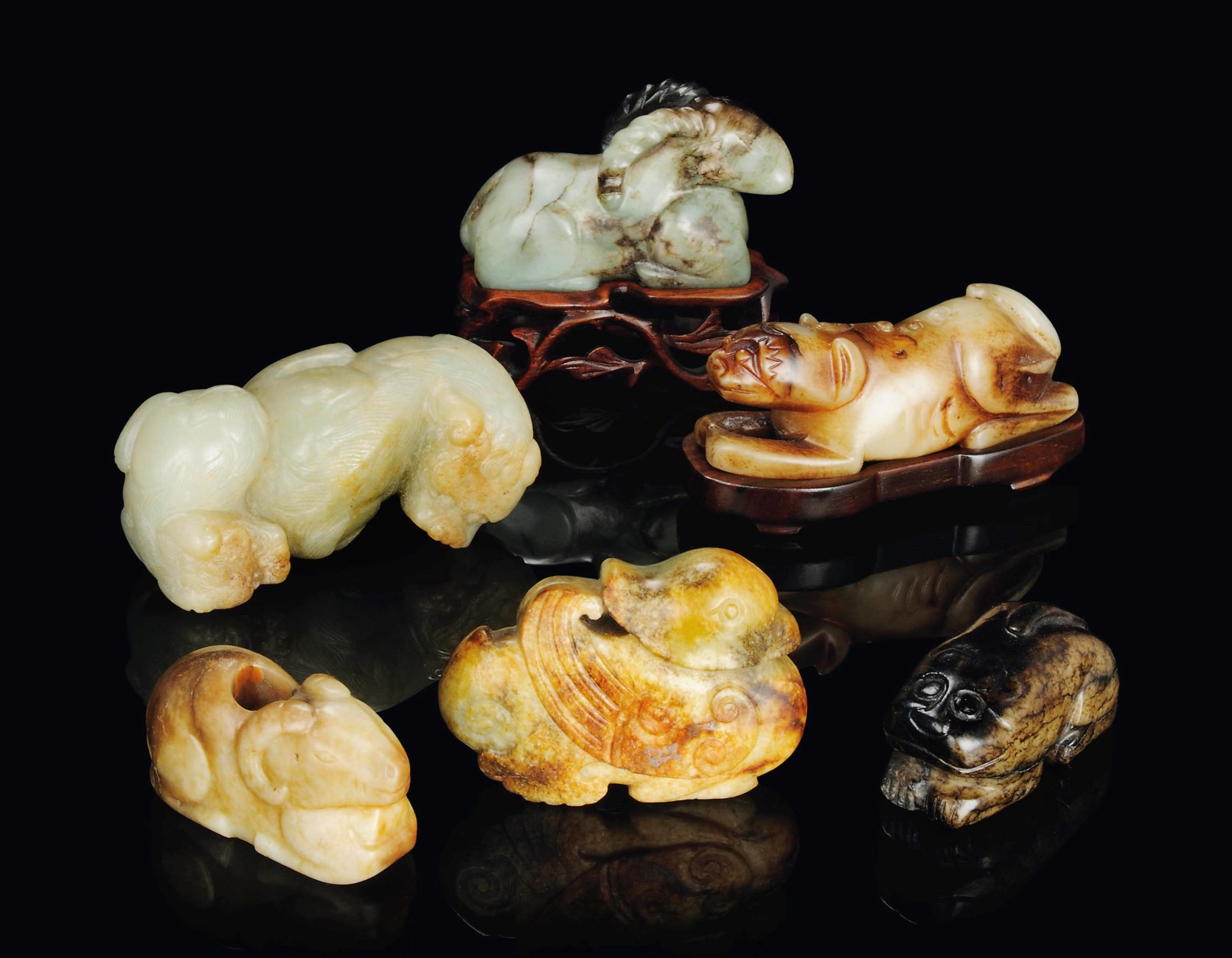A GROUP OF SIX CHINESE JADE ANIMALS , MING DYNASTY (1368-1644) | Christie's