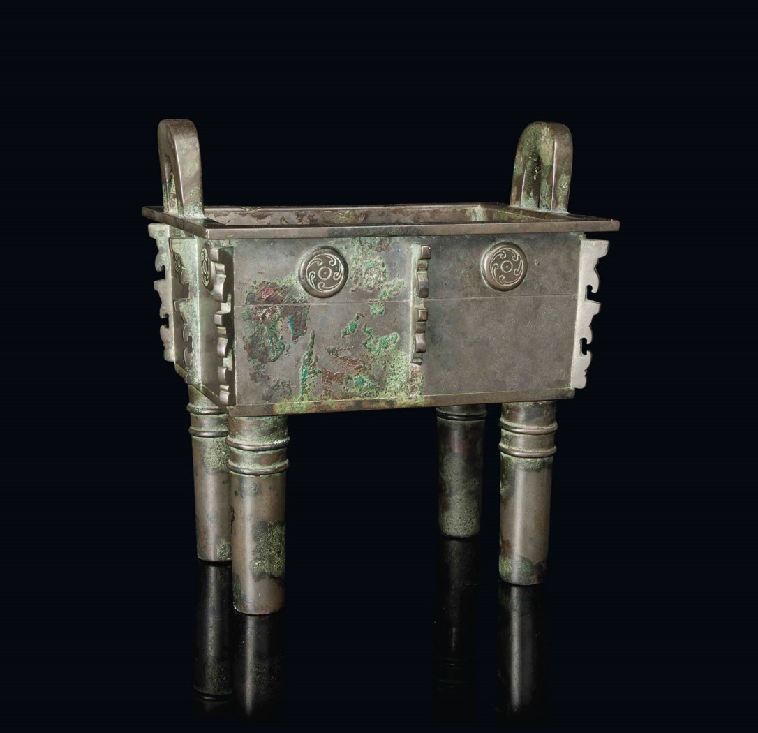 A SILVERED BRONZE CENSER, FANG DING , 17TH CENTURY OR LATER | Christie's