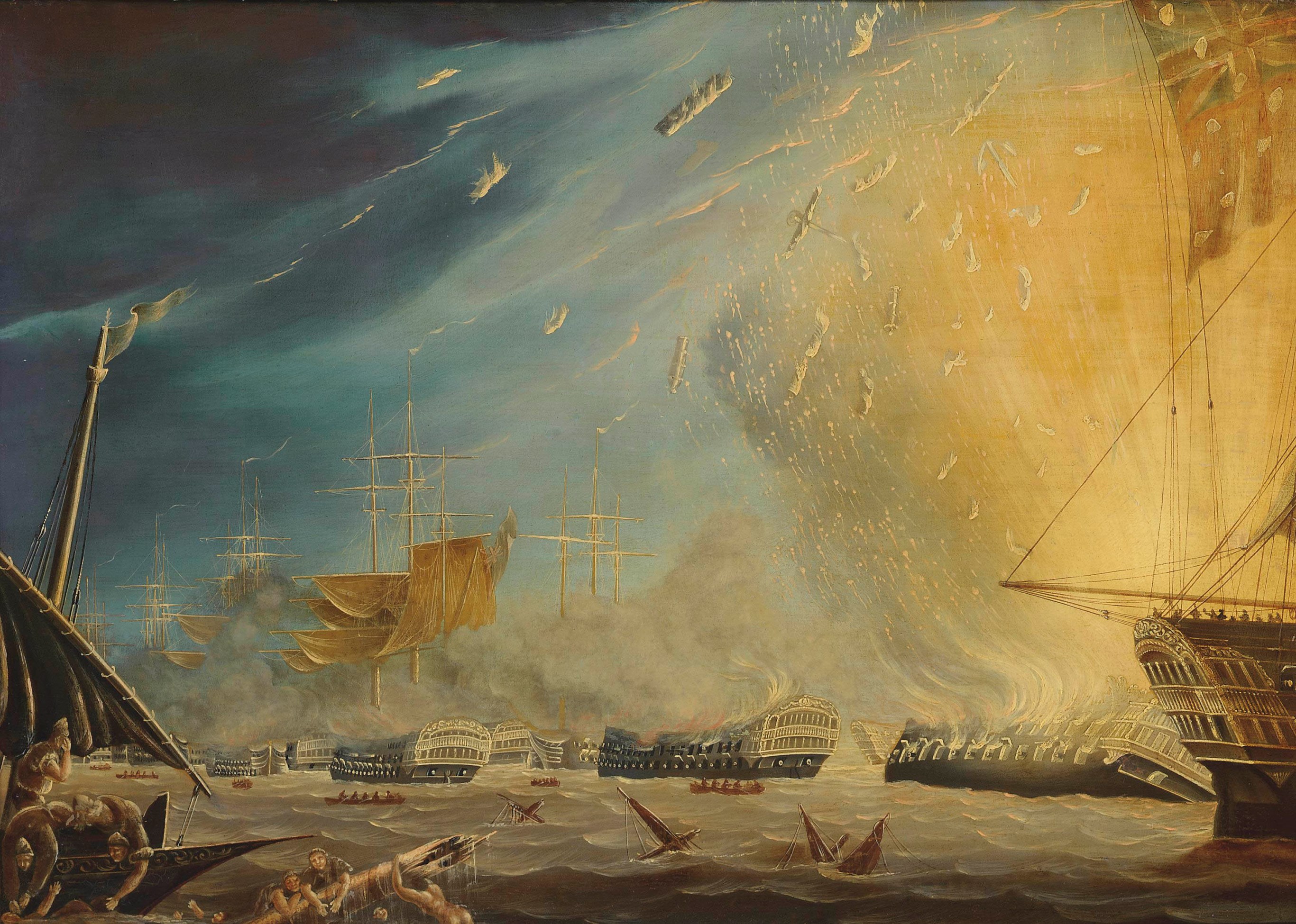 Circle of Robert Dodd (1748-1815 London) , The Battle of the Nile, 1st ...