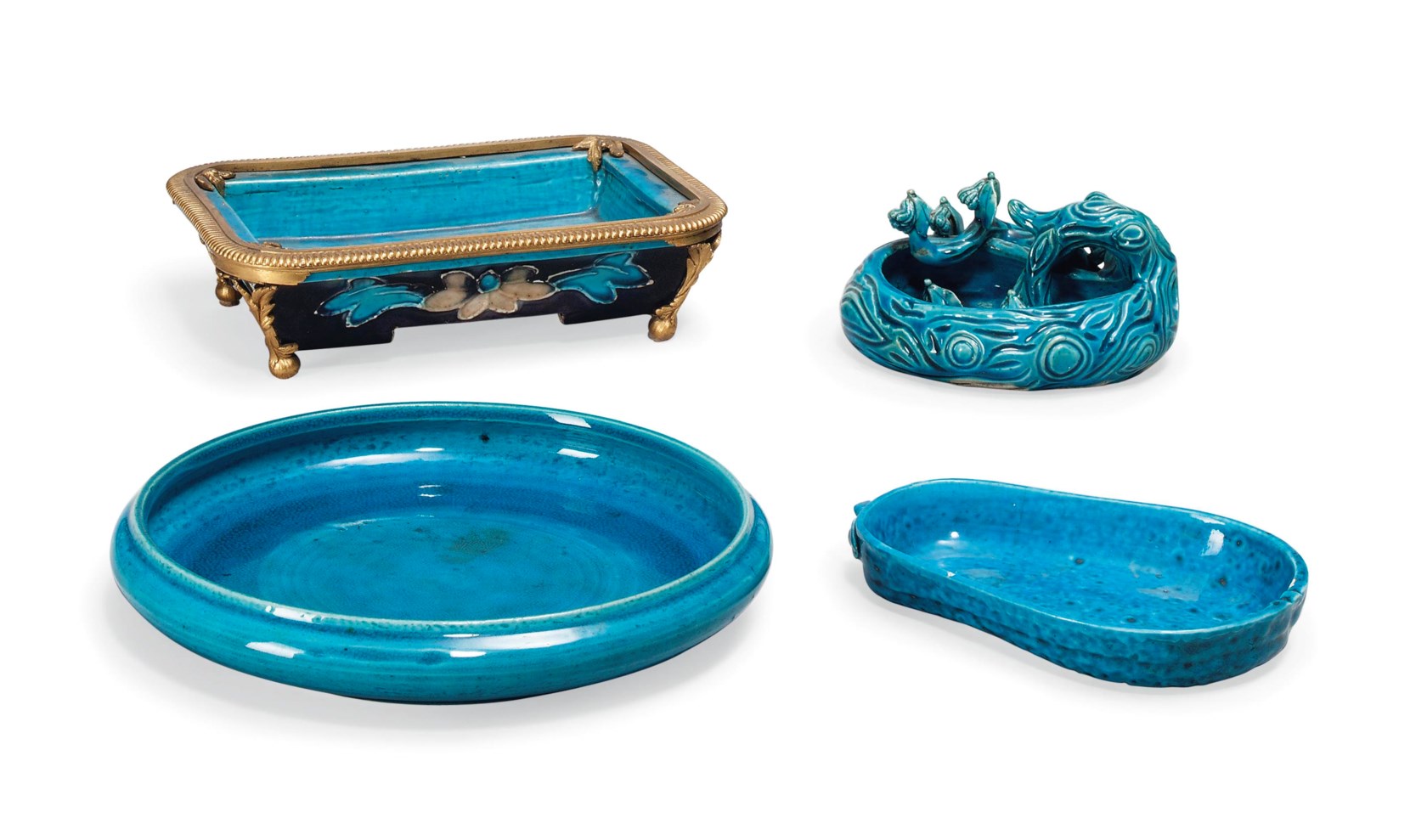 FOUR CHINESE TURQUOISE-GLAZED ITEMS , KANGXI PERIOD (1662-1722 ...