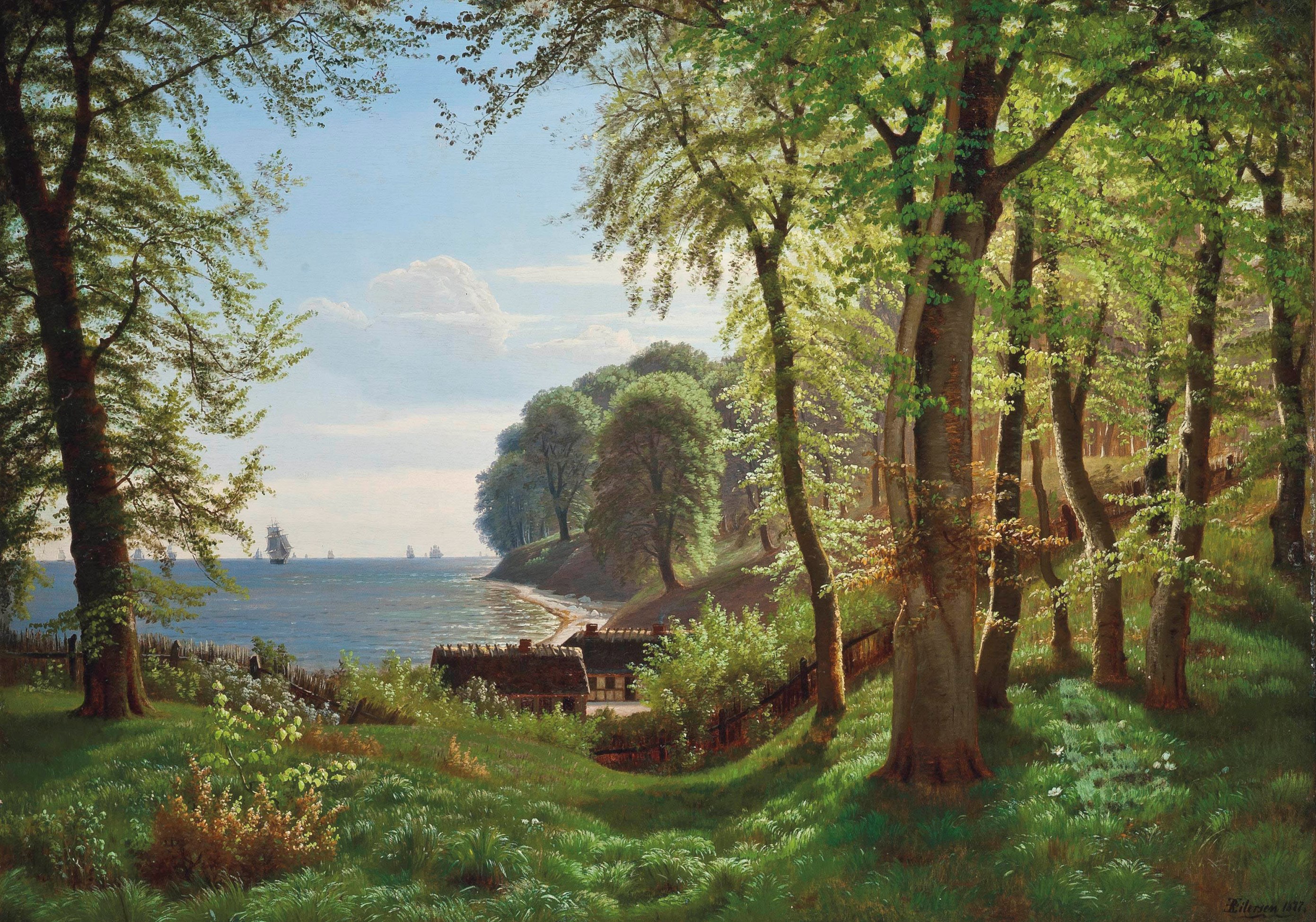 Eiler Rasmussen Eilersen (Danish, 1827-1912) , A hidden woodland cove ...