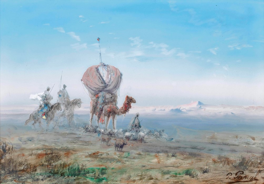 Paul Pascal (French, 1832-1903) , A caravan in the desert | Christie's