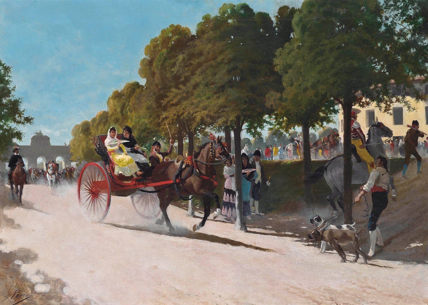 Daniel Perea y Rojas (Spanish, 1834-1909) , Arriving at the Plaza de ...