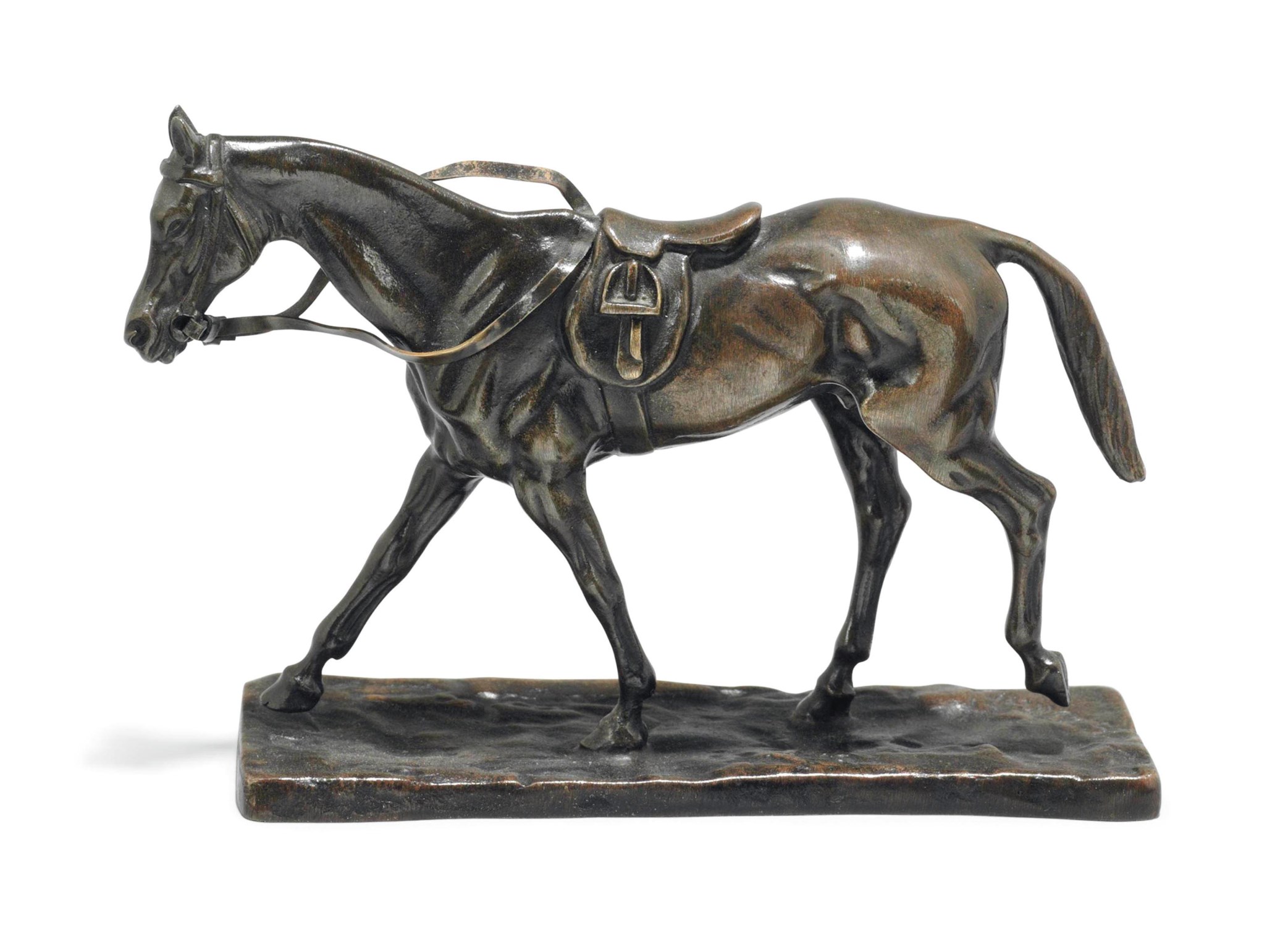 A FRENCH BRONZE MODEL OF A STRIDING HORSE , AFTER GASTON D'ILLIERS ...