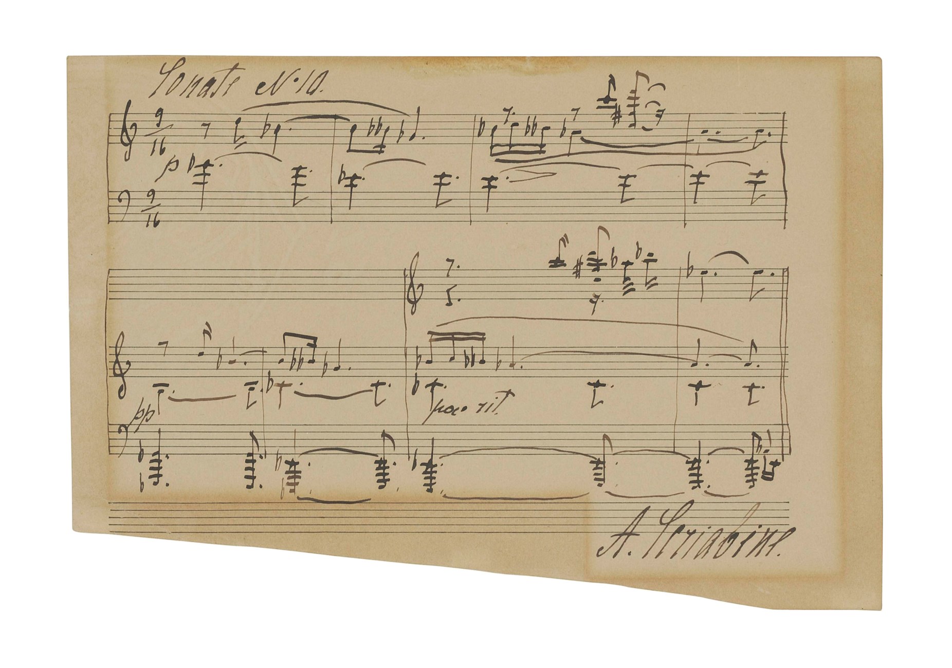 SCRIABIN, Alexander Nikolayevich (1872-1915). Autograph musical ...