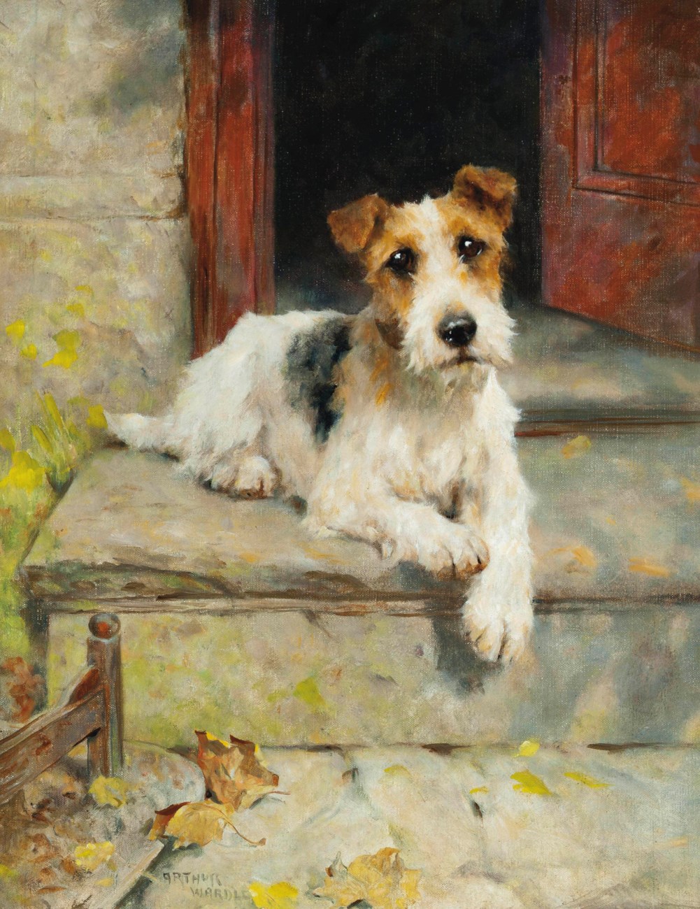 Arthur Wardle, R.I., R.B.C. (1864-1949) , Waiting for master, a wire ...