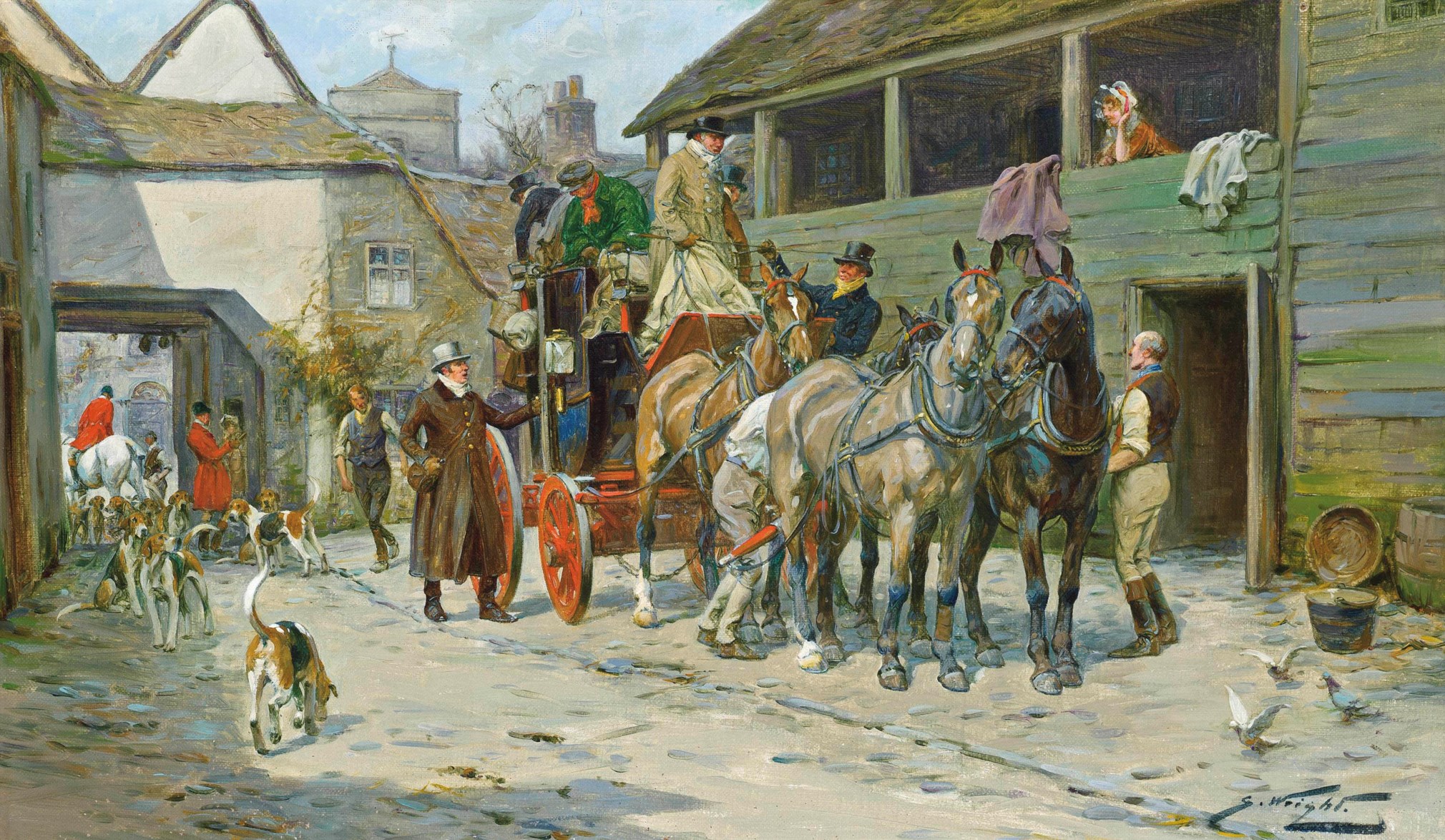 George Wright (1860-1942) , Dismounting from the coach | Christie's
