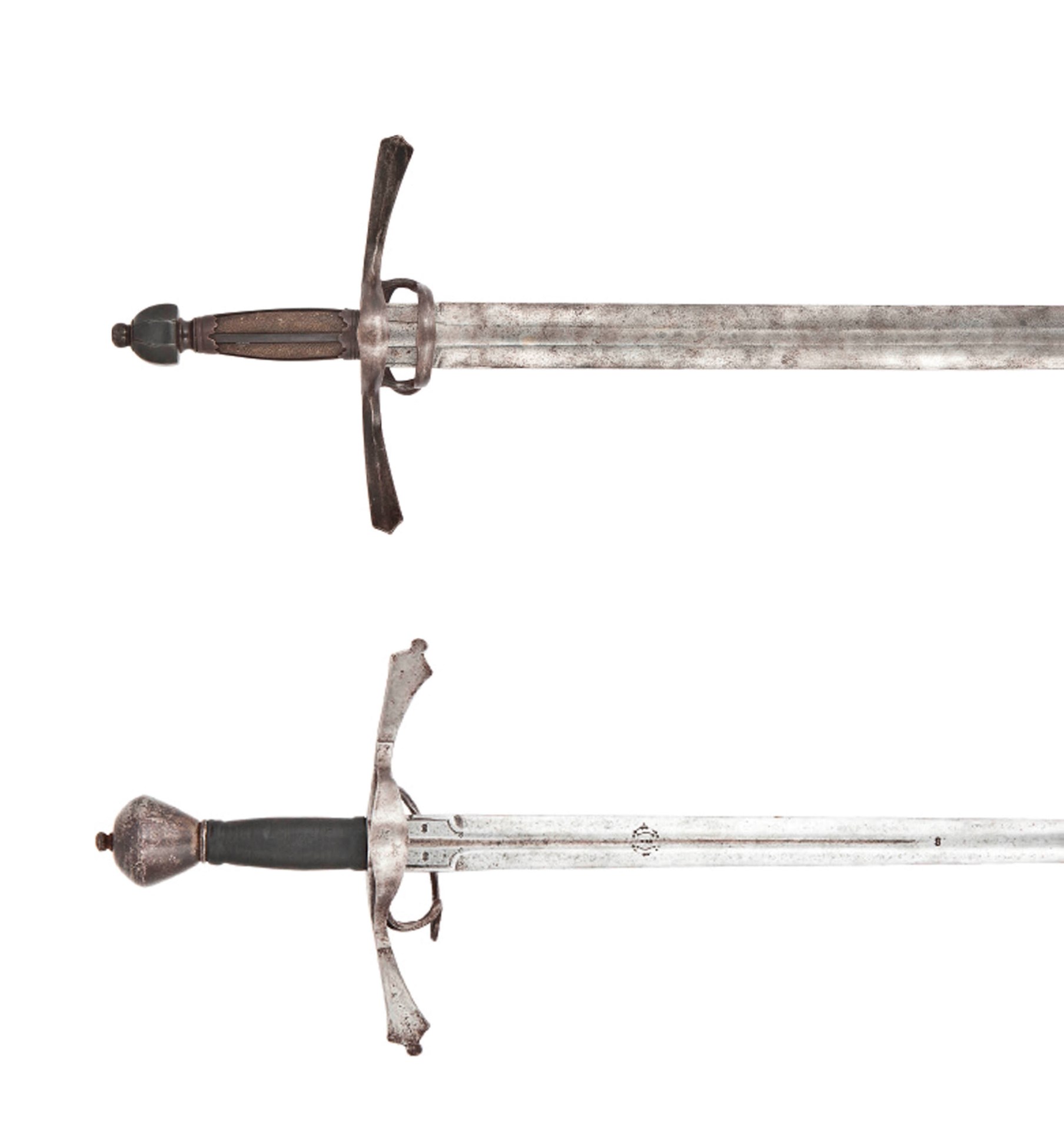 A COMPOSITE MILITARY RAPIER, AND ANOTHER MILITARY RAPIER IN SAXON LATE ...