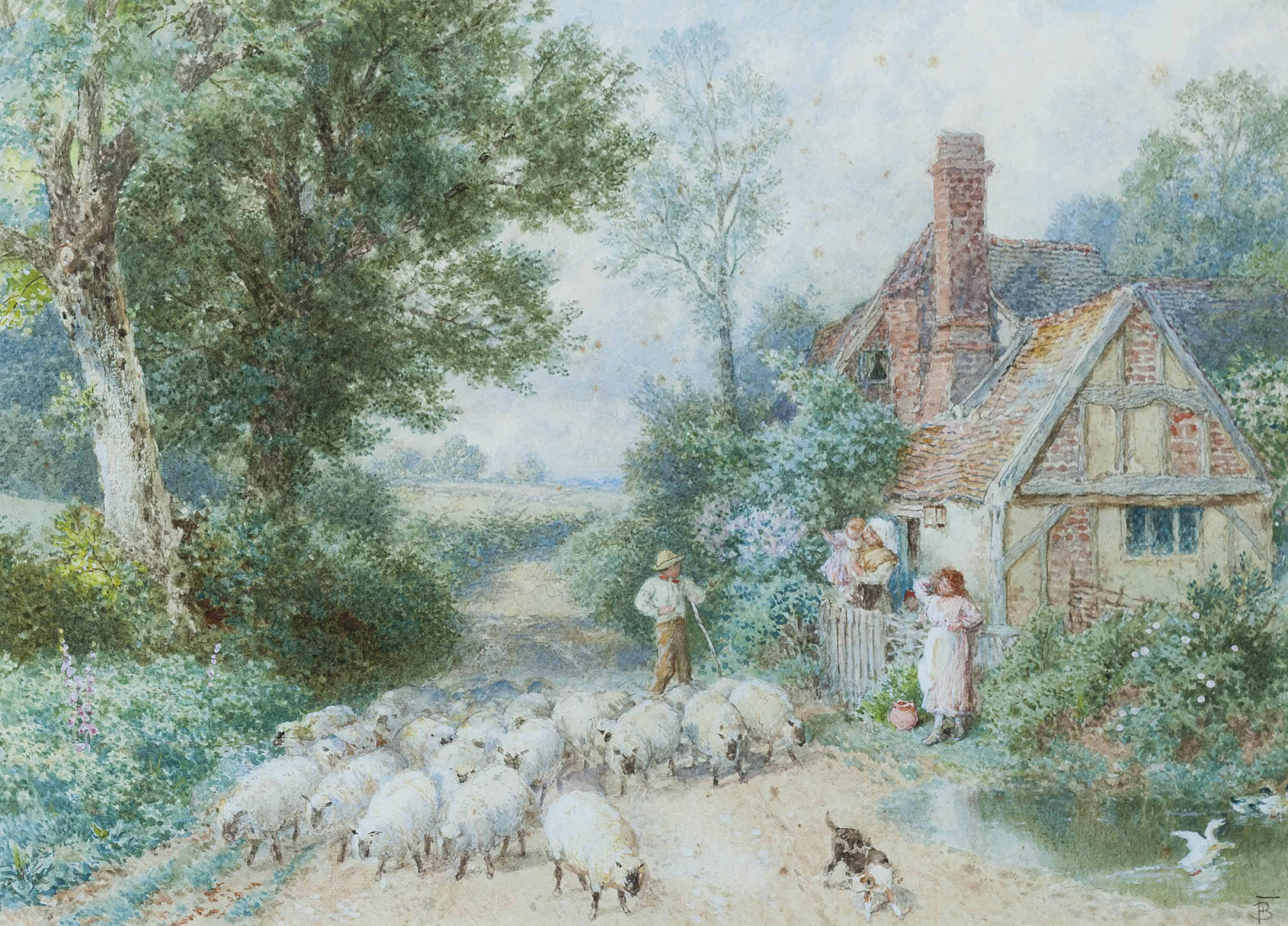 Myles Birket Foster, R.W.S. (1825-1899) , A Sunny Cottage | Christie's
