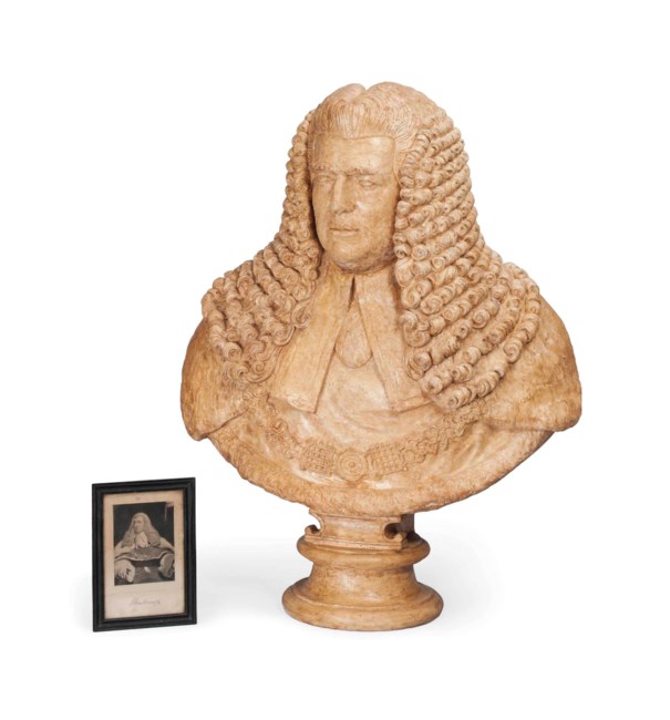 A PLASTER BUST OF EDWARD LAW, LORD ELLENBOROUGH , BY FRANCIS HARDENBERG ...