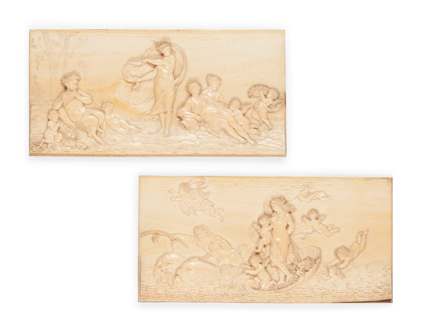 A PAIR OF FRENCH CARVED IVORY PANELS , MID-19TH CENTURY | Christie's