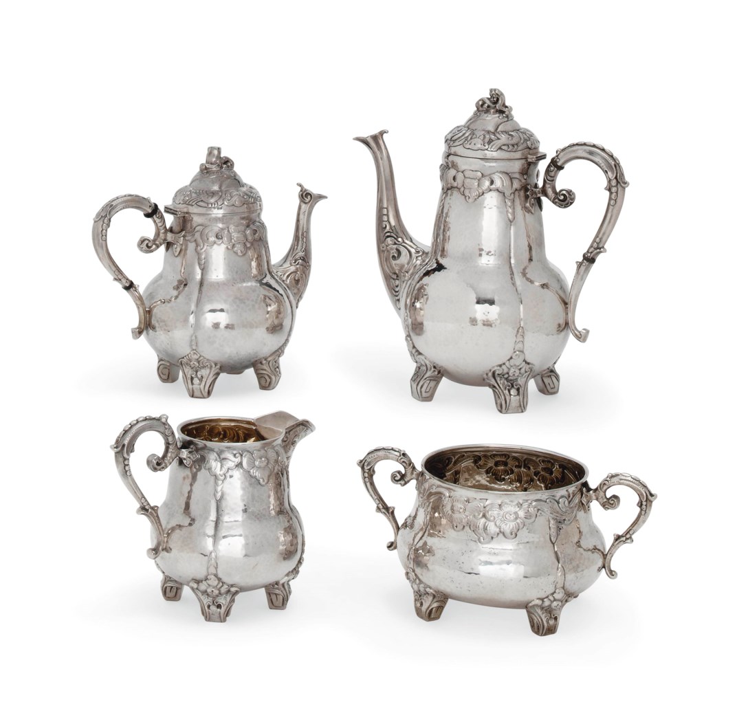 A NORWEGIAN SILVER FOUR-PIECE TEA AND COFFEE SET , MARK OF N. M. THUNE ...