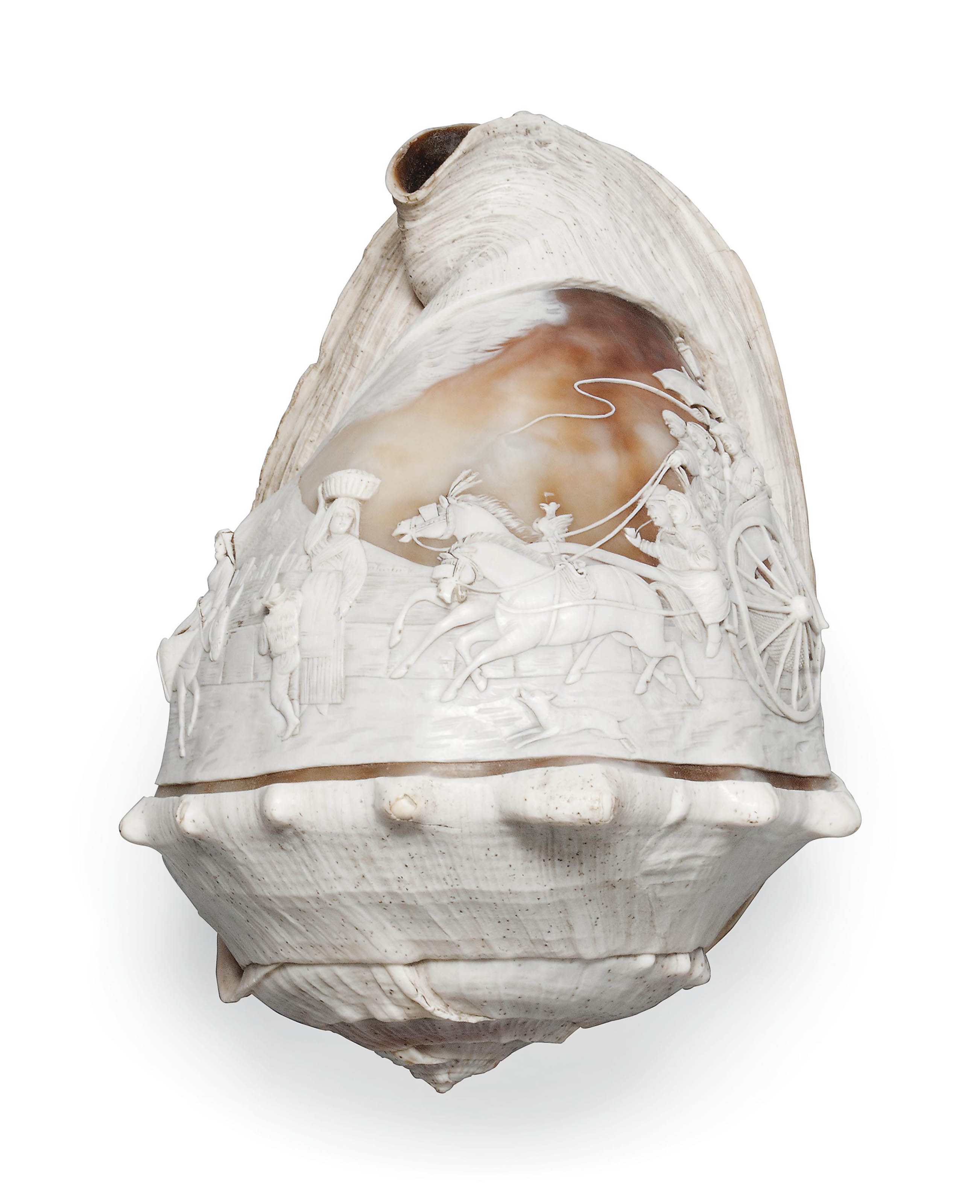 AN ITALIAN CARVED CAMEO CONCH SHELL , CIRCA 1880 | Christie's
