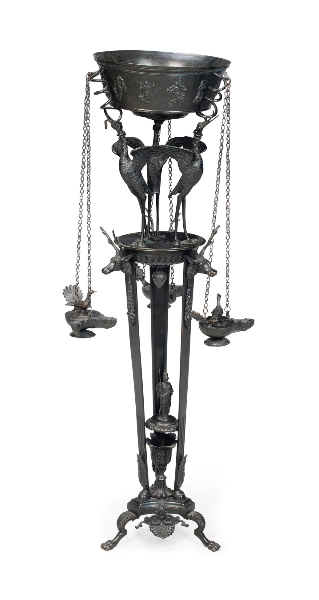 AN ITALIAN BRONZE BRAZIER , SECOND HALF 19TH CENTURY, AFTER THE ANTIQUE ...